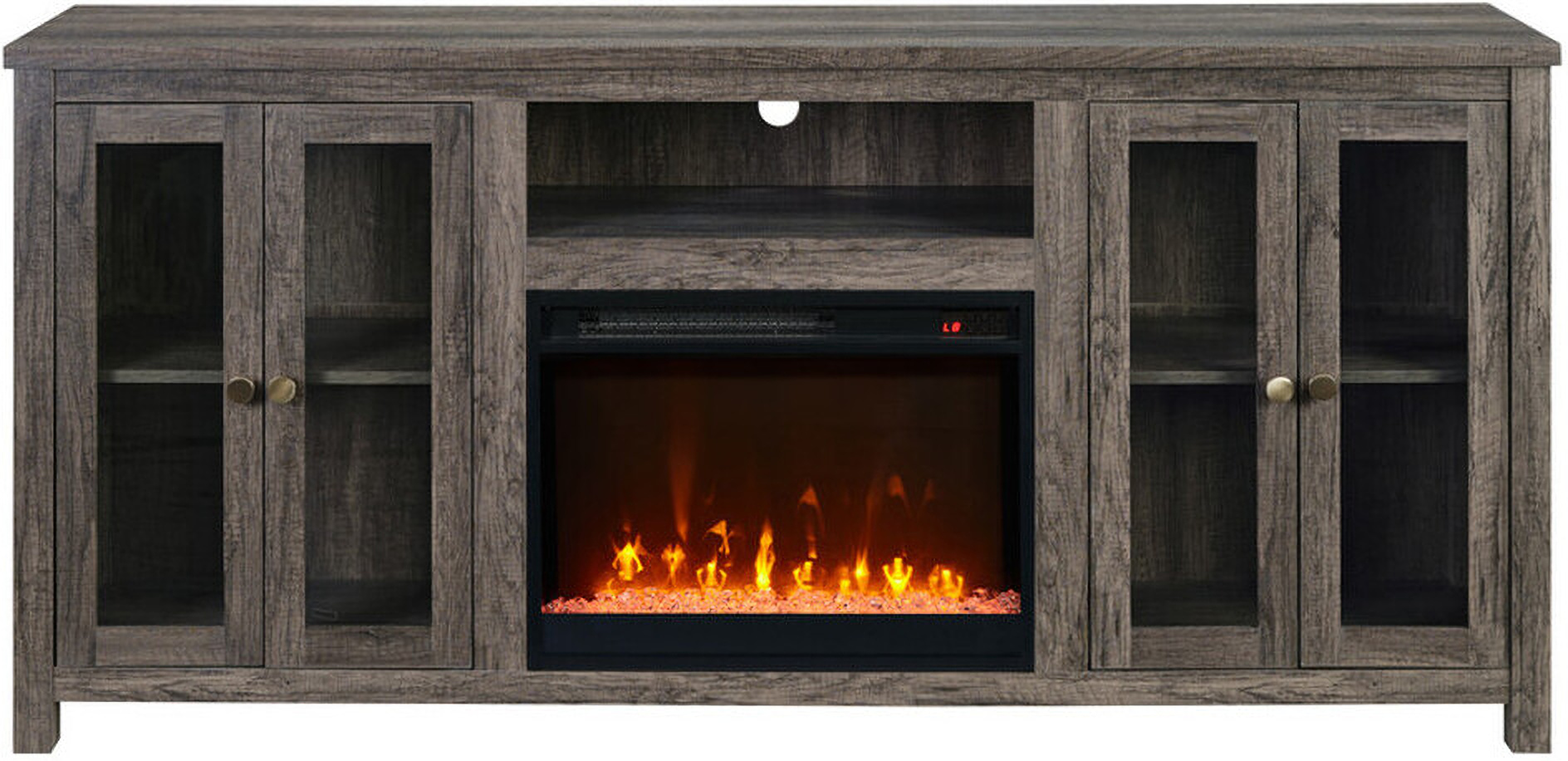 Ellington 70 Inch Fireplace TV Stand Console with Heater In Gray Walnut ...