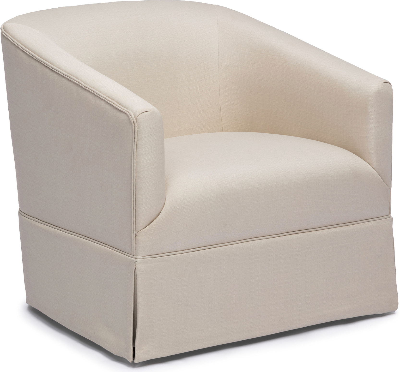 Elm Skirted Swivel Chair In Linen by Comfort Pointe | 1StopBedrooms