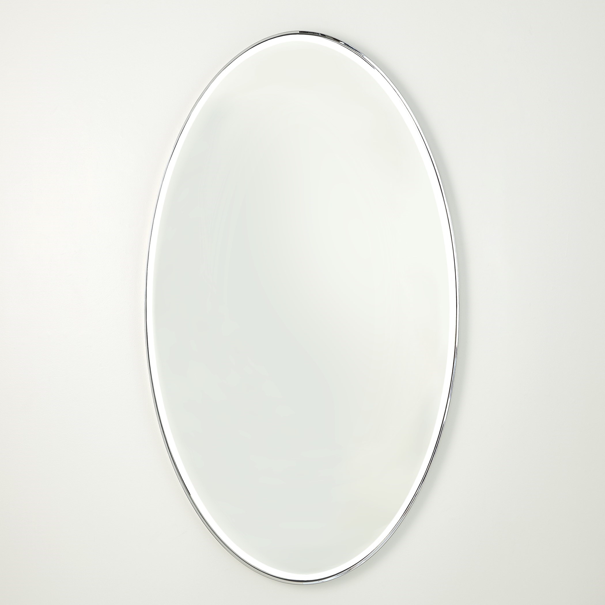Elongated Oval Large Mirror In Nickel by Global Views | 1StopBedrooms