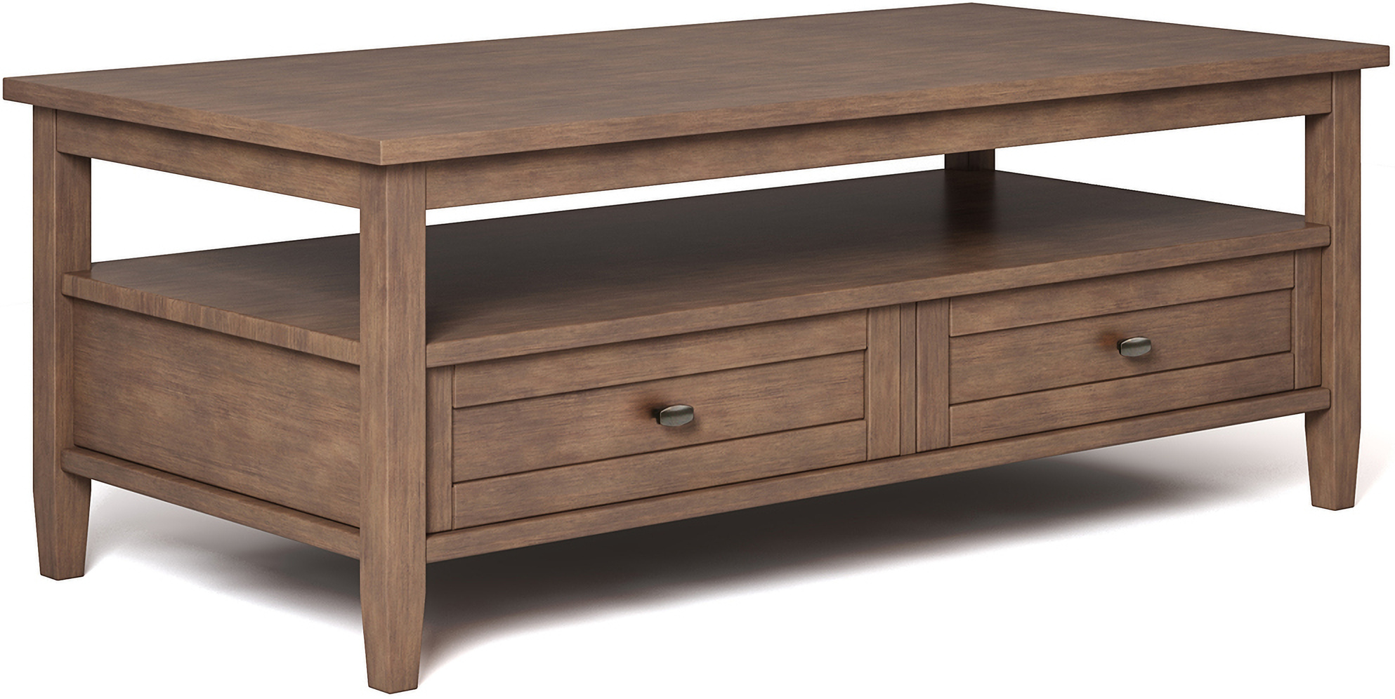 Elysian Solid Wood Coffee Table with 2 Drawers In Rustic Natural Aged ...