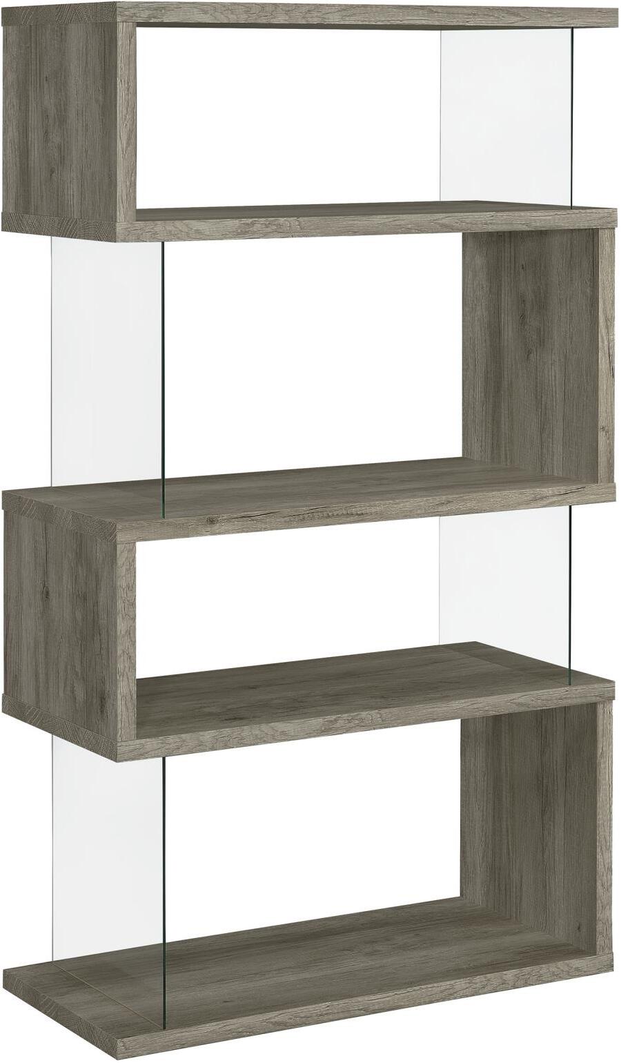Emelle 4-shelf Wood Bookcase with Glass Panels by Coaster | 1StopBedrooms