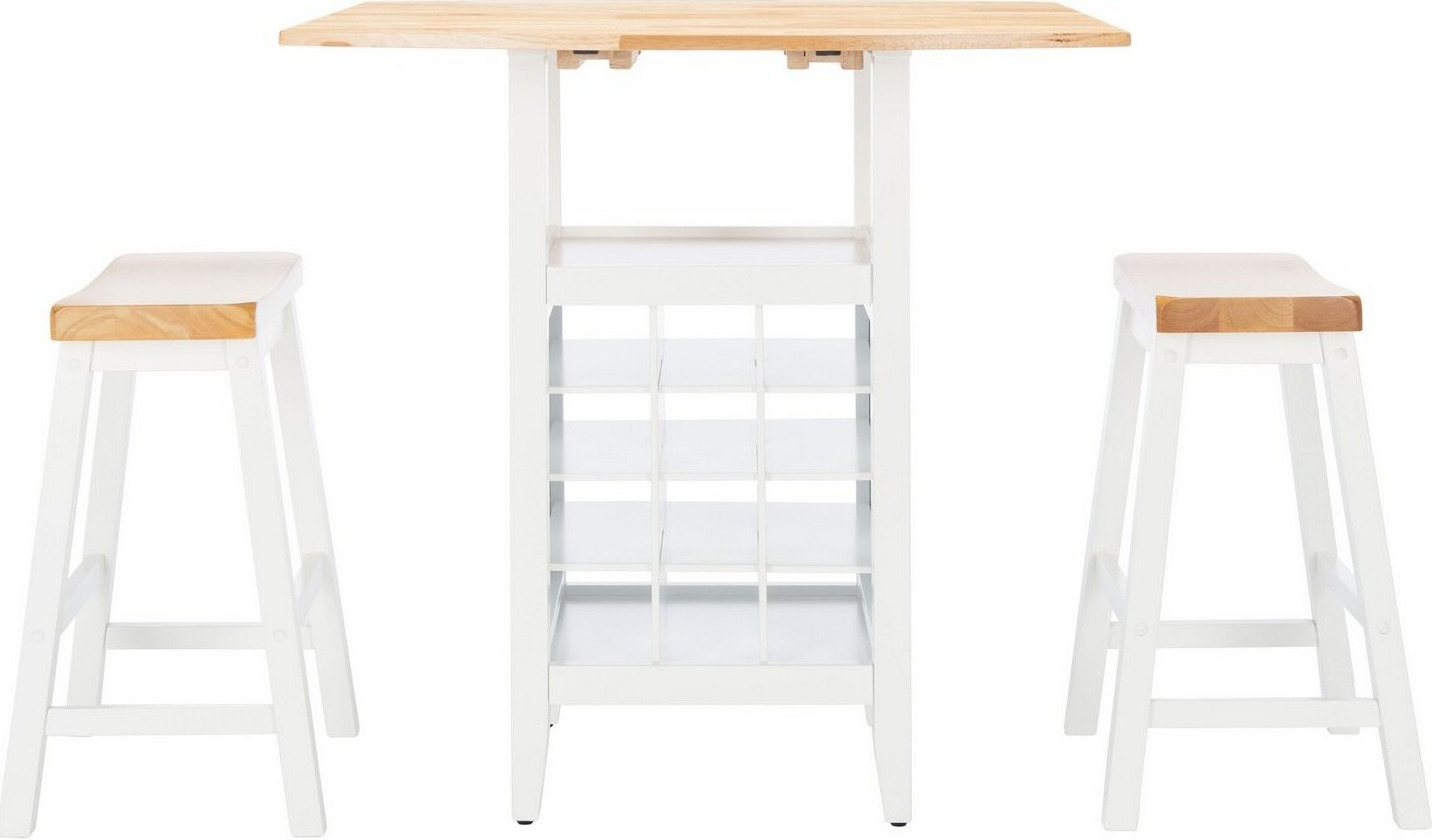 Emeric 3 Piece Set Drop Leaf Pub Table In Natural and White by Safavieh ...