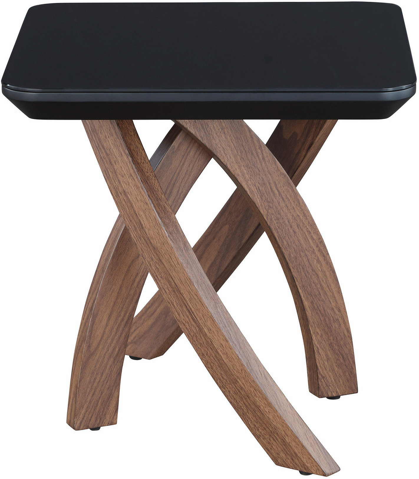 Emily Glass Top Lamp Table with Crisscross Base In Black and Brown by ...