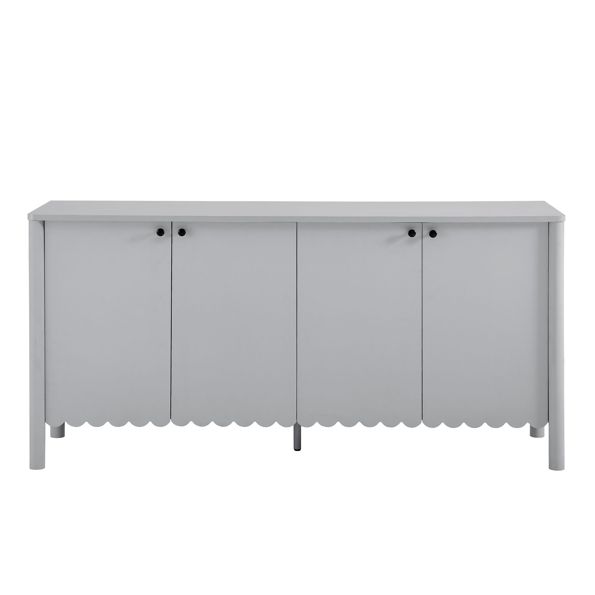 Emmeline 66 Inch 4-Door Scalloped Sideboard Cabinet In Light Gray by ...
