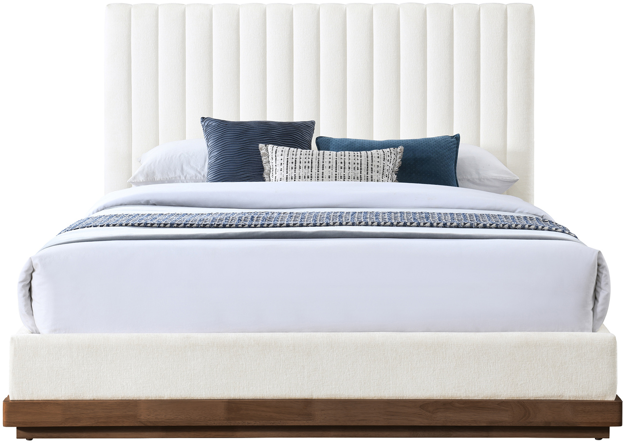 Emmet Chenille Fabric Full Bed In Natural and Cream by Meridian ...