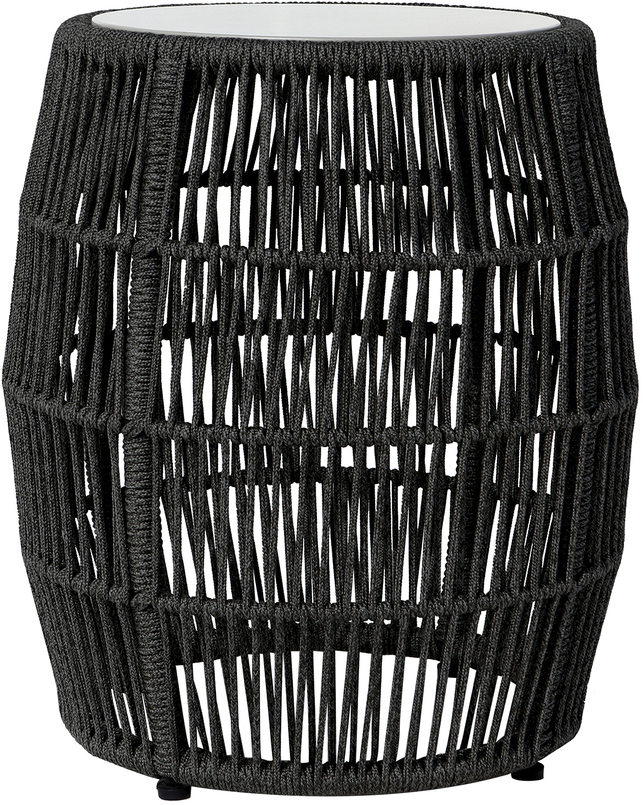 Emory Indoor Outdoor Garden Stool End Table In Charcoal Rope and Gray ...