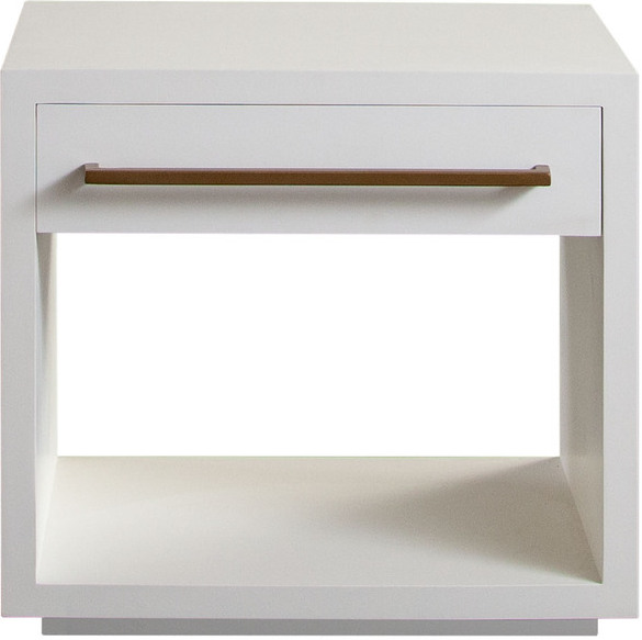 Encore Solid Mango Wood 1-Drawer End Table In White Finish With Gold ...