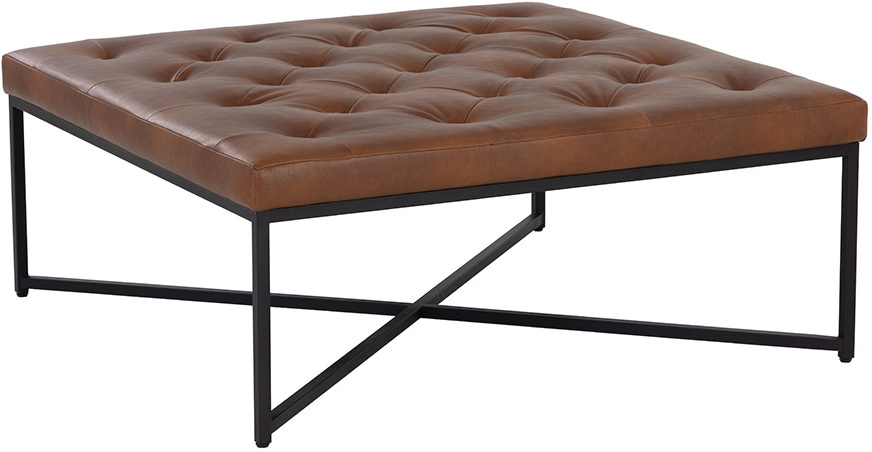 Sunpan Endall Ottoman Black Bravo Cognac
