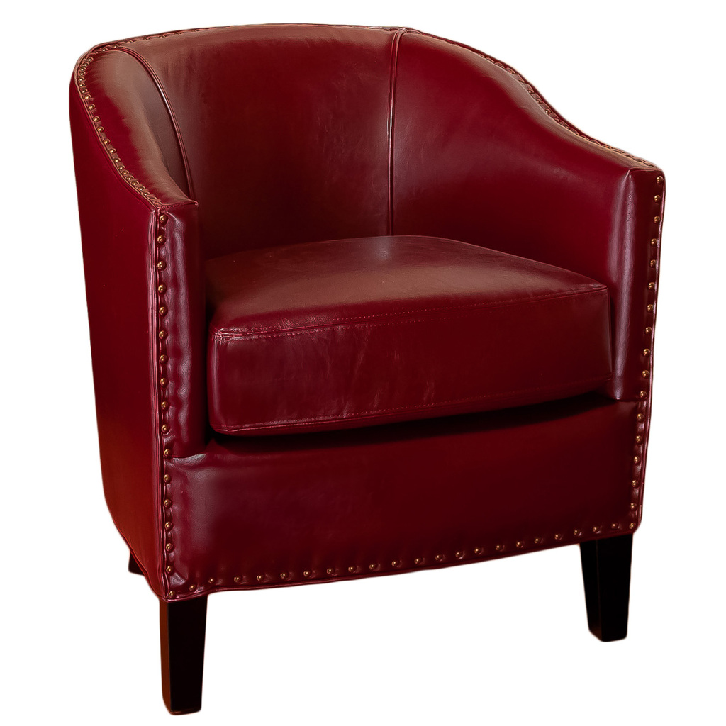 Enigmatica Upholstered PU Leather Club Chair with Nailhead Trim and ...