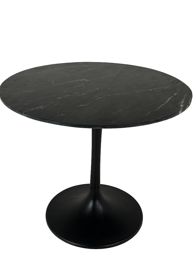 Enzo 40 Inch Round Marble Top Dining Table In Black Top and Base by ...