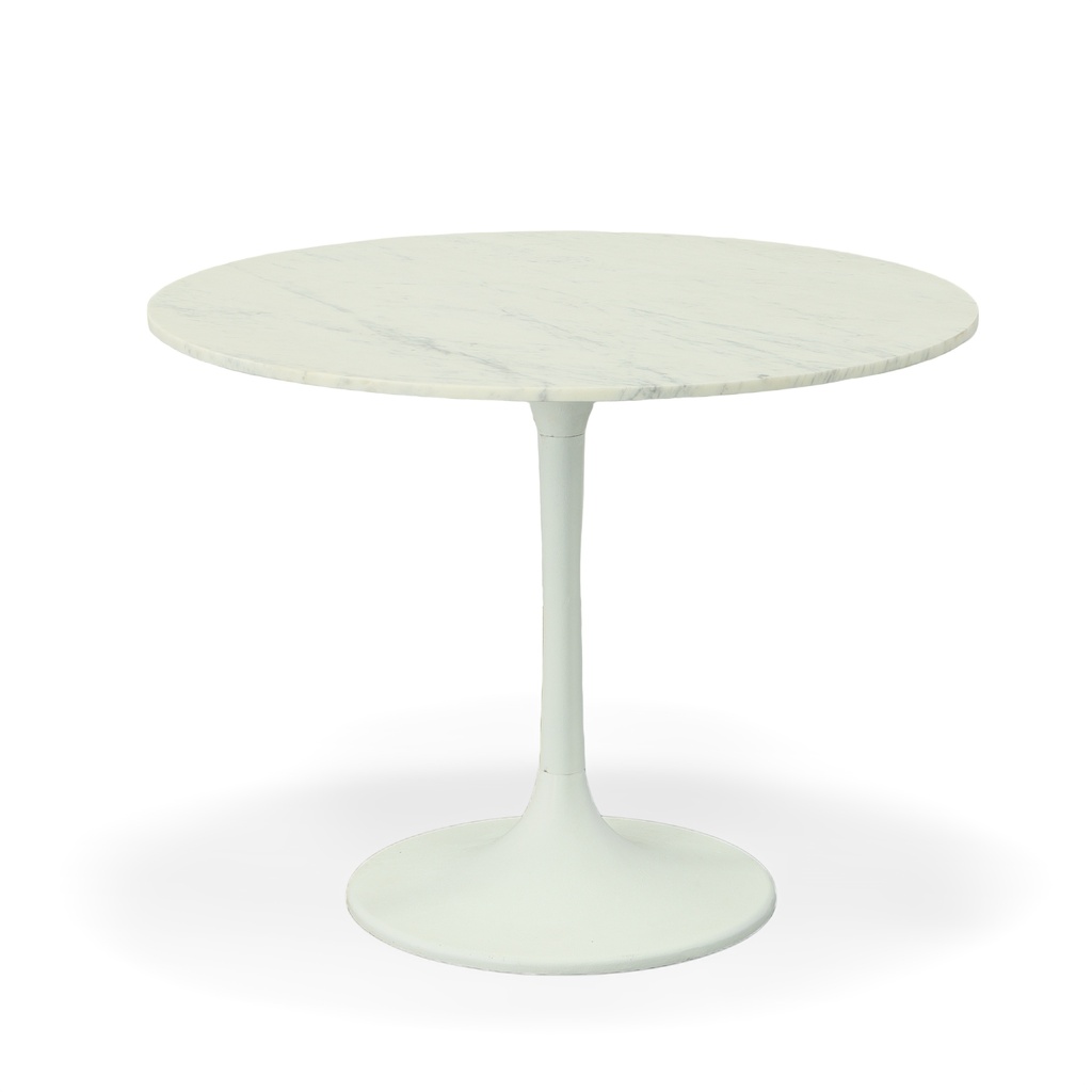 Enzo 40 Inch Round Marble Top Dining Table In White Top and Base by ...