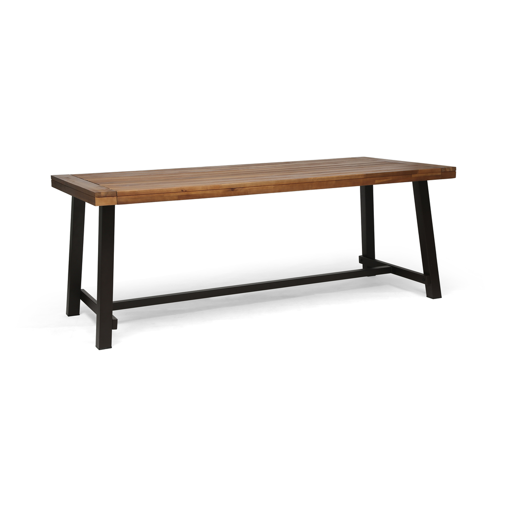 Equilibrium Outdoor Dining Table with Wooden Frame and Slat Top In Teak ...