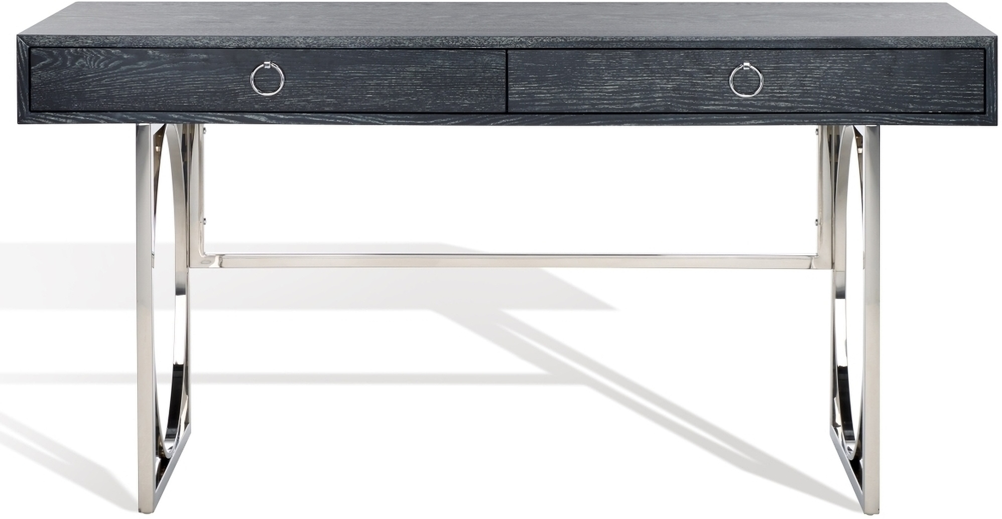Estella Modern Desk In Black Cerused Oak and Silver by Safavieh Couture ...
