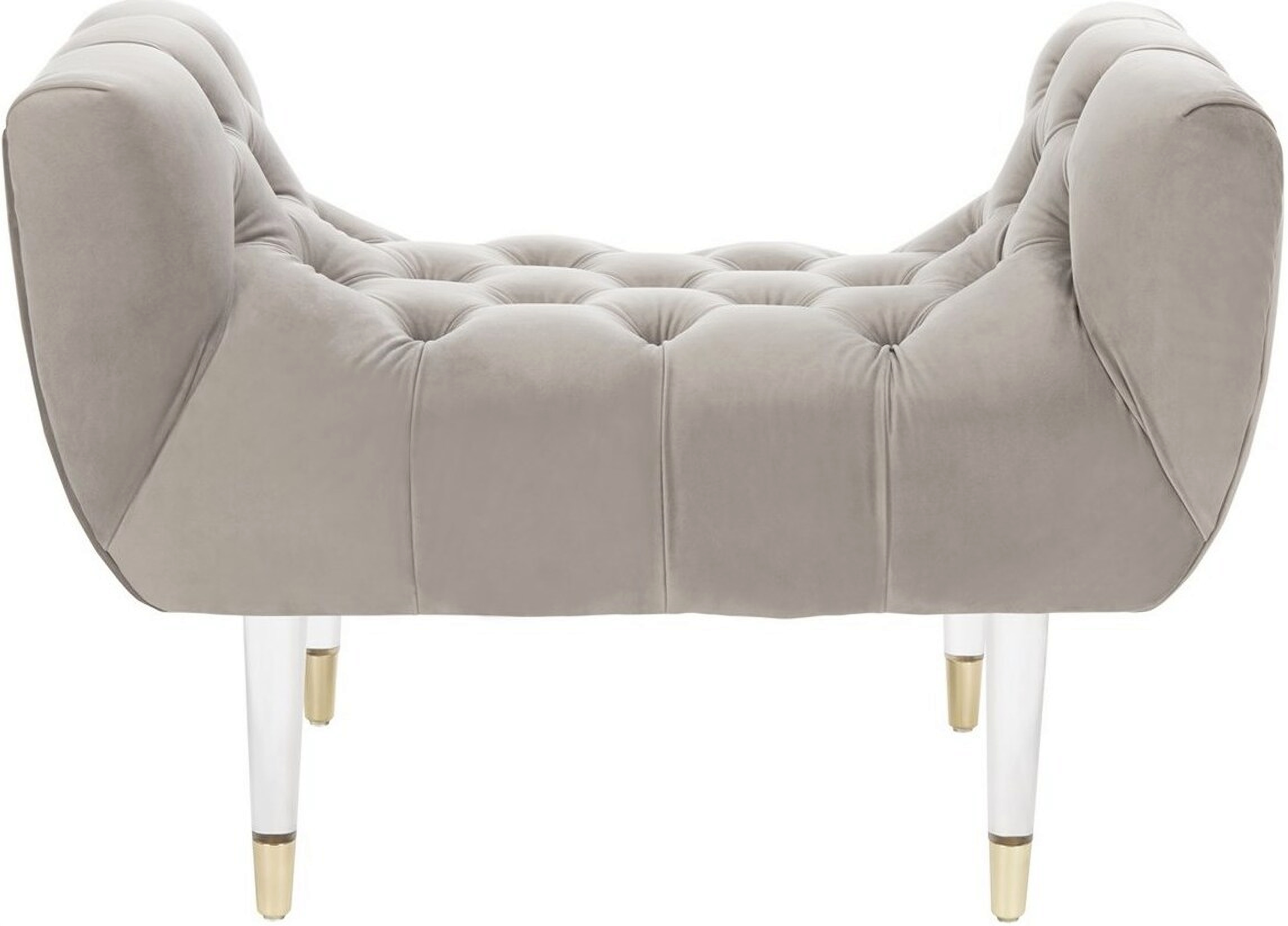 Eugenie Tufted Velvet Bench In Taupe and Gold by Safavieh Couture ...
