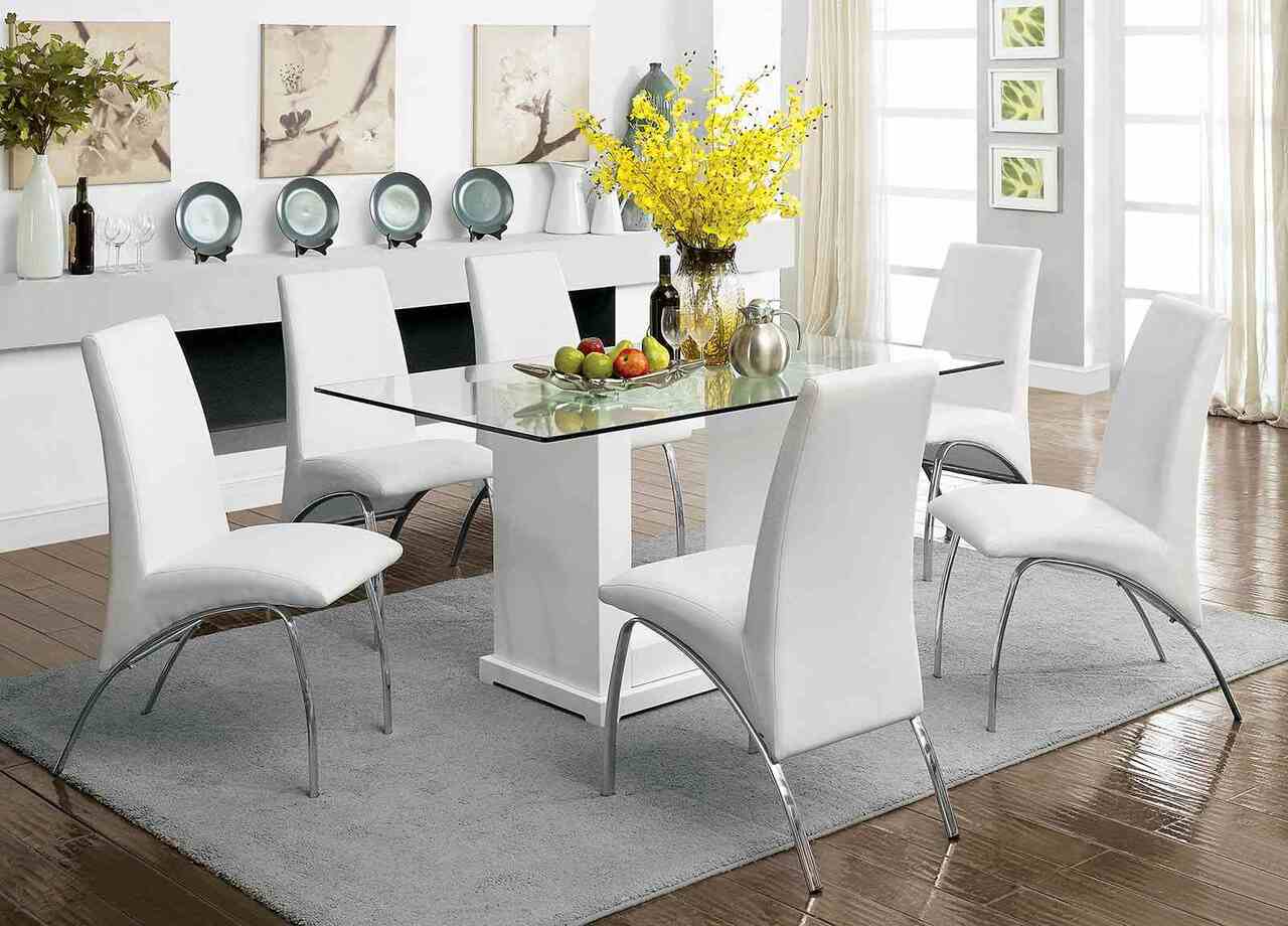 Eva Dining Table In White and Clear by Furniture of America | 1StopBedrooms