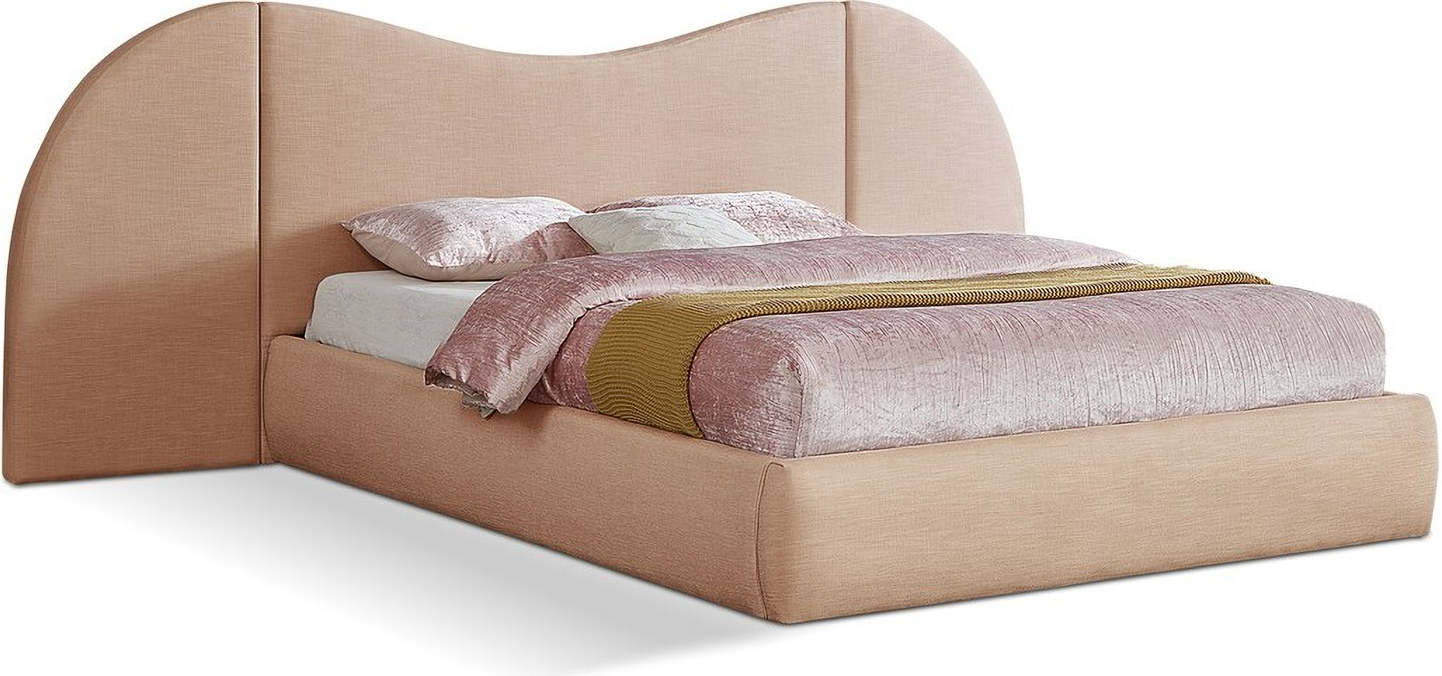 Everest Linen Textured Fabric King Bed In Tan by Meridian | 1StopBedrooms