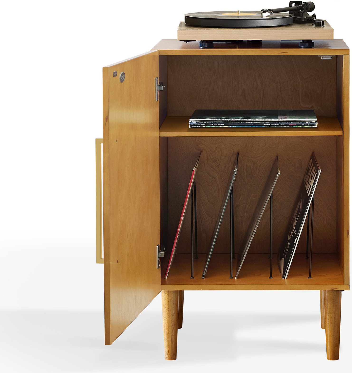 Everett Record Player Stand In Acorn by Crosley Brands | 1StopBedrooms