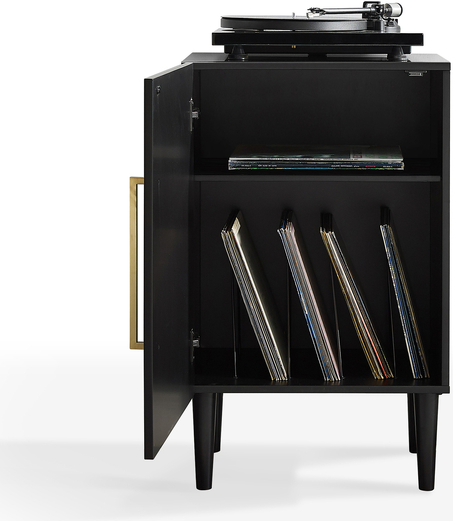 Everett Record Player Stand In Matte Black by Crosley Brands ...