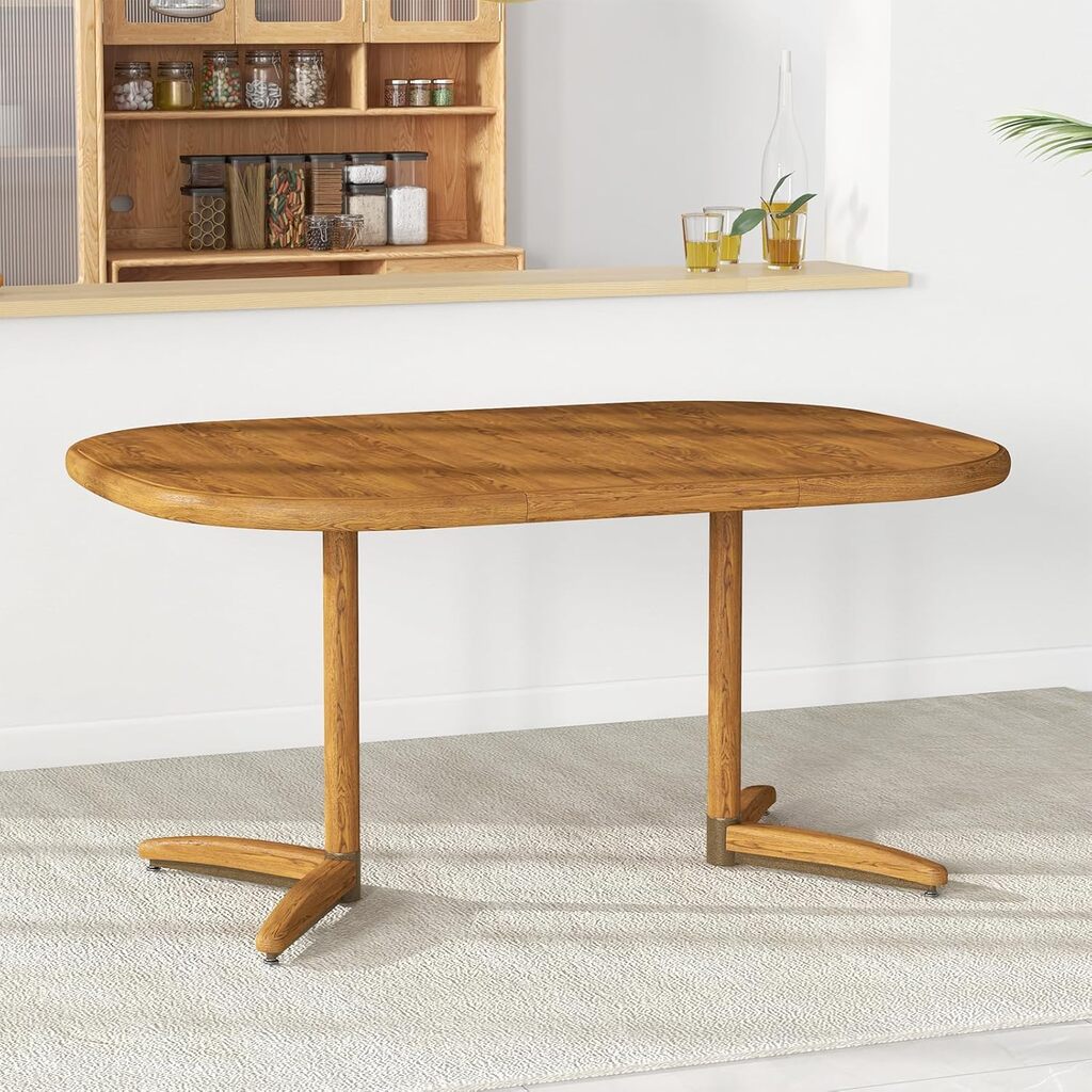 Extendable Wooden Kitchen Room Dining Table with 18 Inch Extension Leaf ...