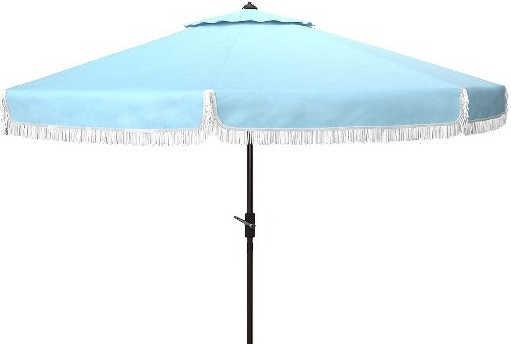 Fabia Fringe 9Ft Crank Umbrell in Blue and White by Safavieh ...