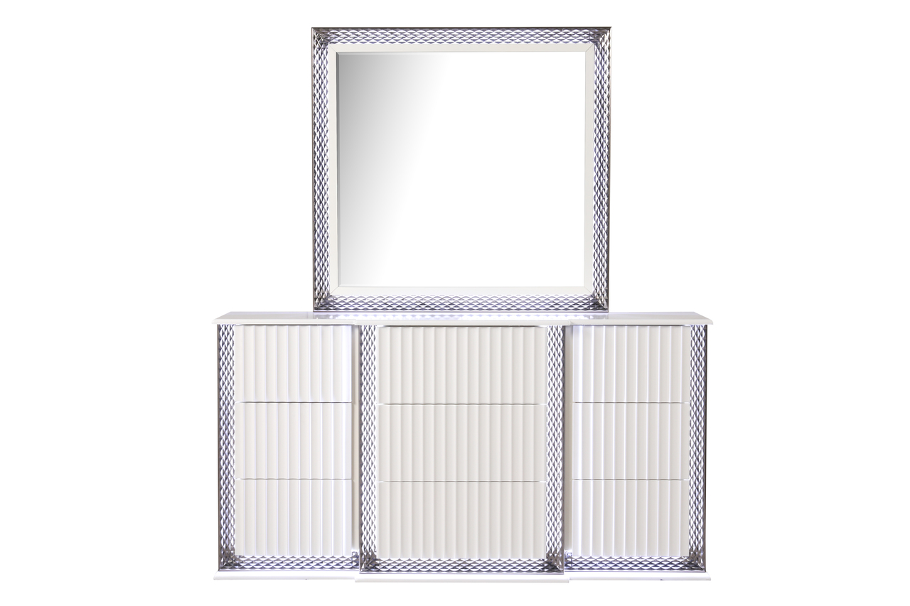 Fabio Mirror In White by Galaxy Home Furnishings | 1StopBedrooms