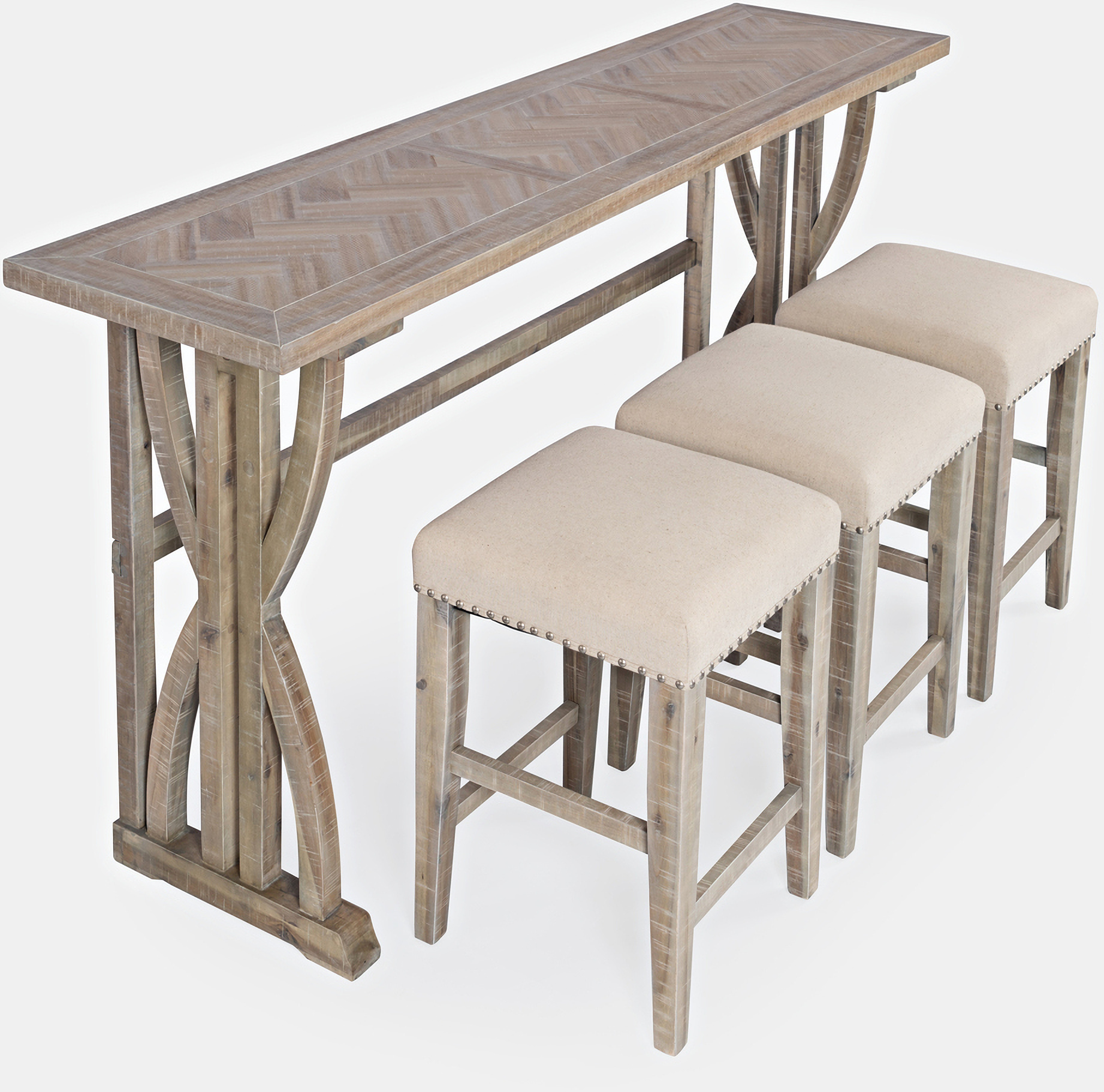 Fairview Herringbone 74 Inch 4 Piece Counter Height Console Dining ...