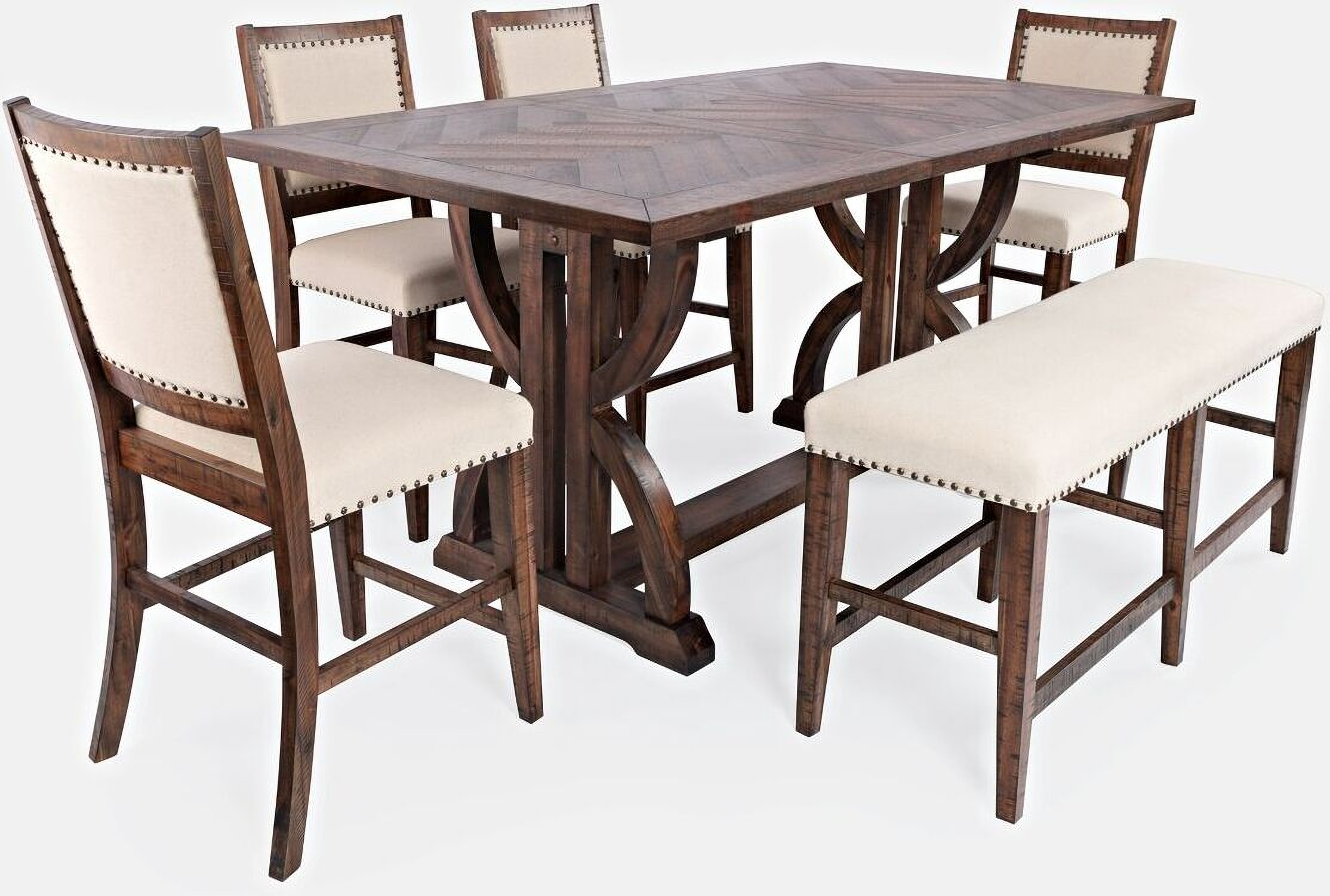 Fairview 78 Inch 6 Piece Upholstered Dining Set with Bench In Oak by ...