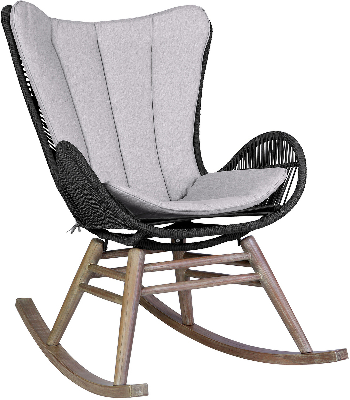 Fanny Outdoor Patio Rocking Chair In Light Eucalyptus Wood and Charcoal ...