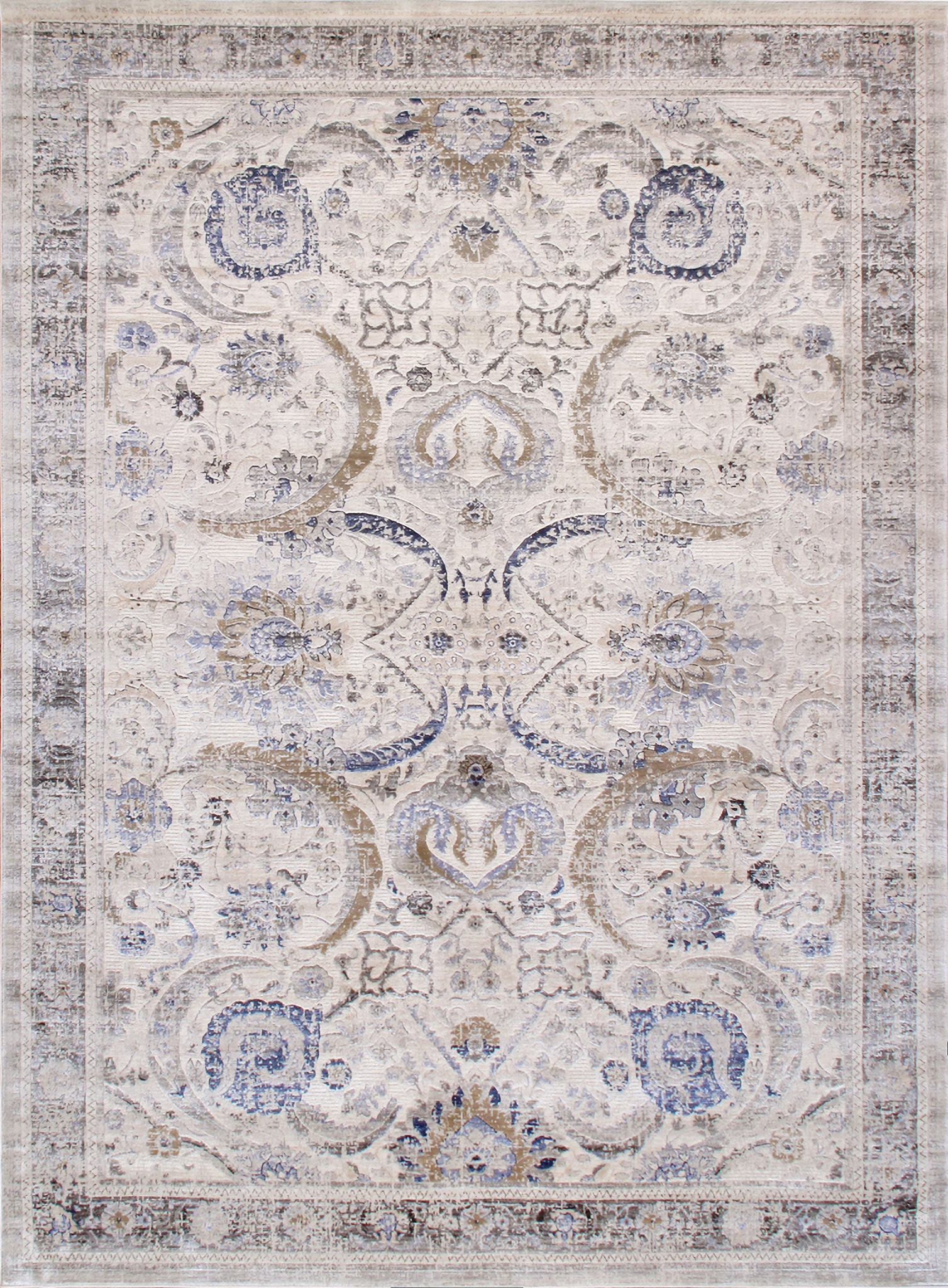 Fantasia Luxury Power Loom Oriental Area Rug- 6' x 9' In Ivory and ...