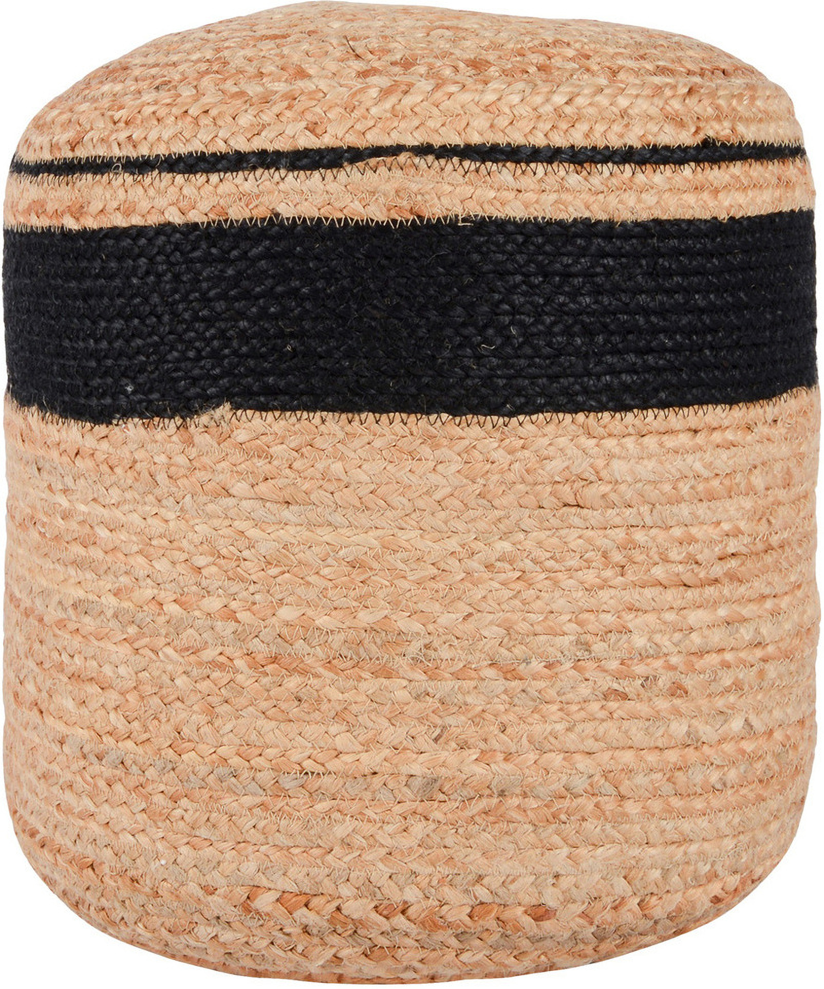 Faro 15x15x15 Jute Pouf In Natural and Black by Classic Home ...