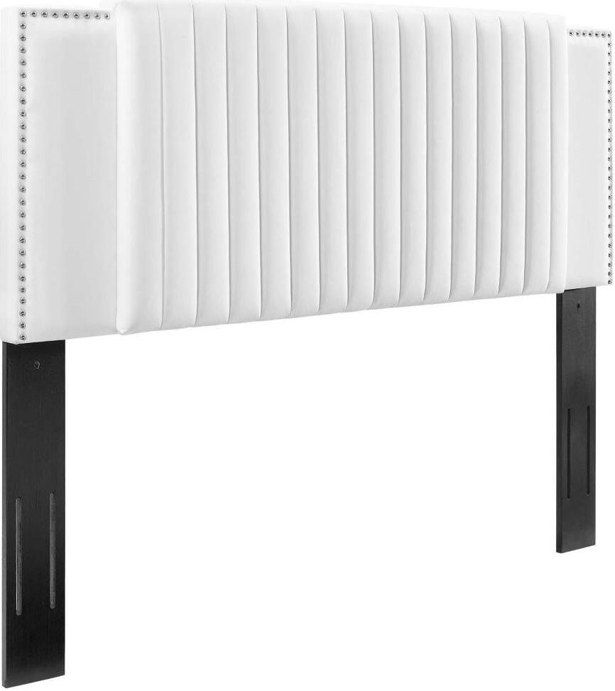 Felicity White Channel Tufted Performance Velvet Full/Queen Headboard ...