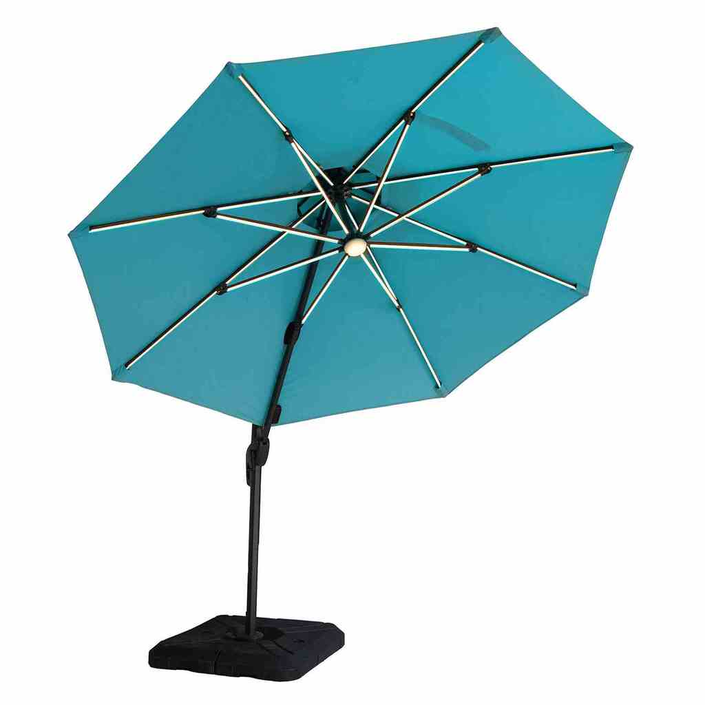 Fera 10 Foot Round Umbrella In LED Bulb In Teal by Furniture of America ...