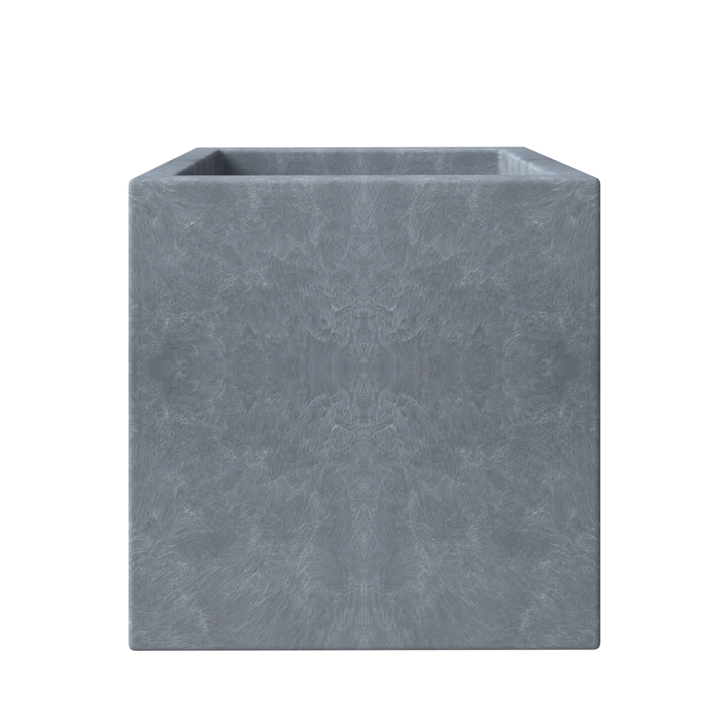Fern Poly Stone 23.6 Inch Cube Planter In Grey by LeisureMod ...