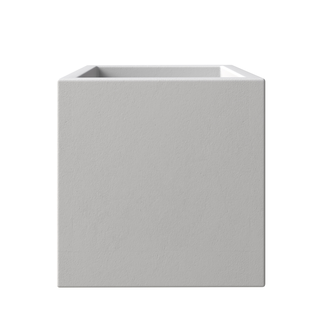 Fern Poly Stone 9 Inch Cube Planter In White by LeisureMod | 1StopBedrooms