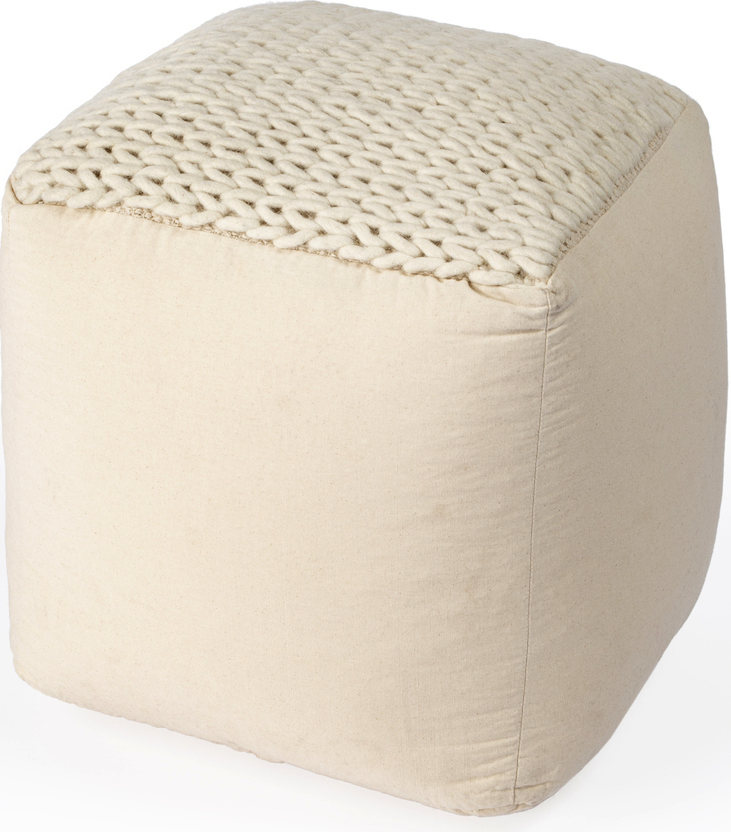 Fernandos 20 Inch Woven Pouffe In Cream and Ivory by Butler Specialty ...