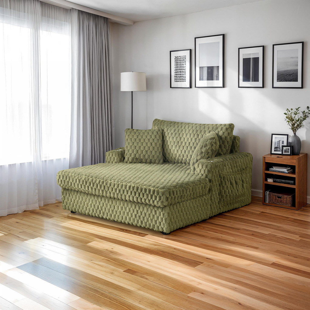 Ferryhill 2-Arm Chaise In Olive Green by Furniture of America ...