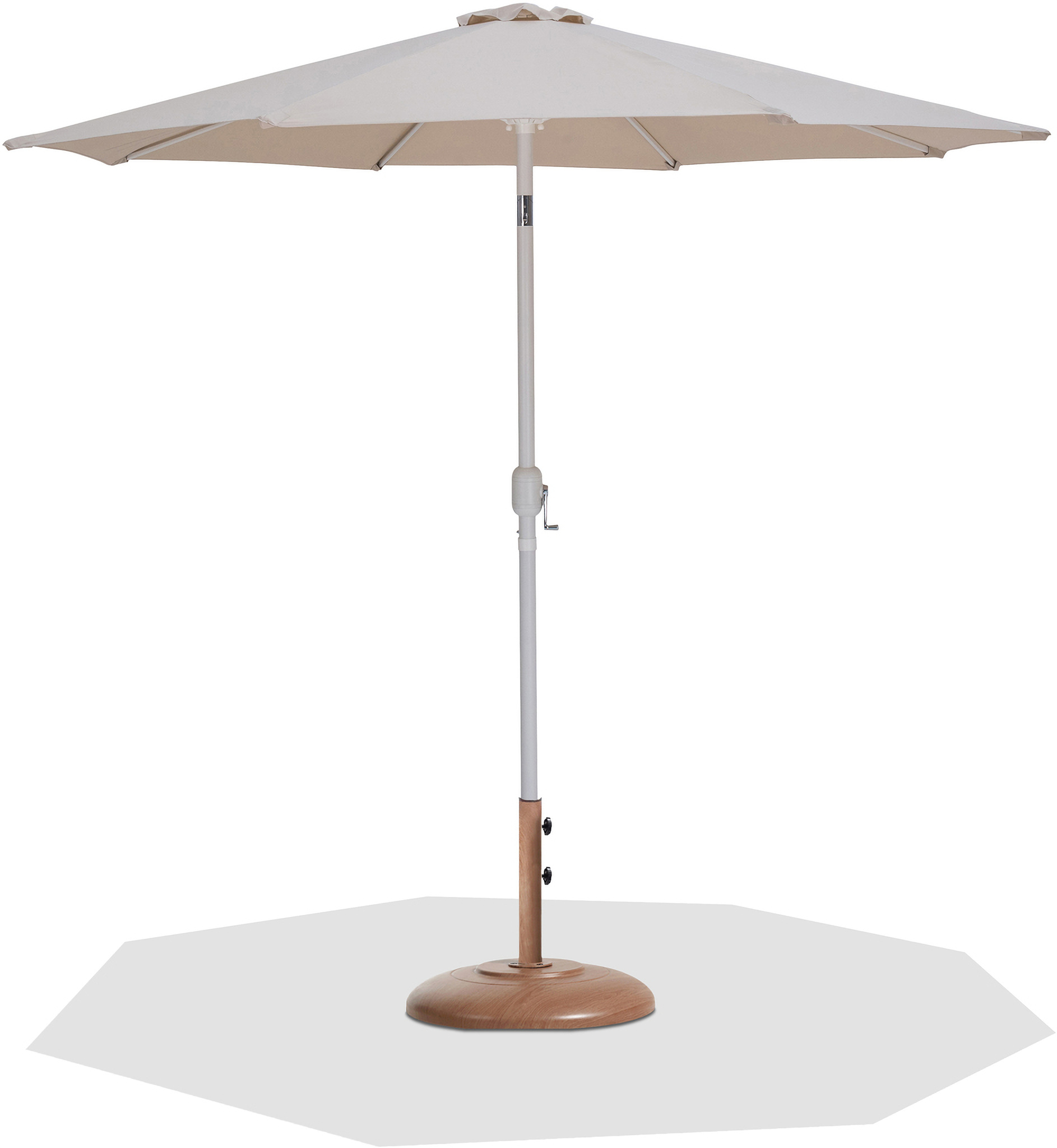 Fiji Aluminum Patio Umbrella with Base Sets In Matte White and Beige ...