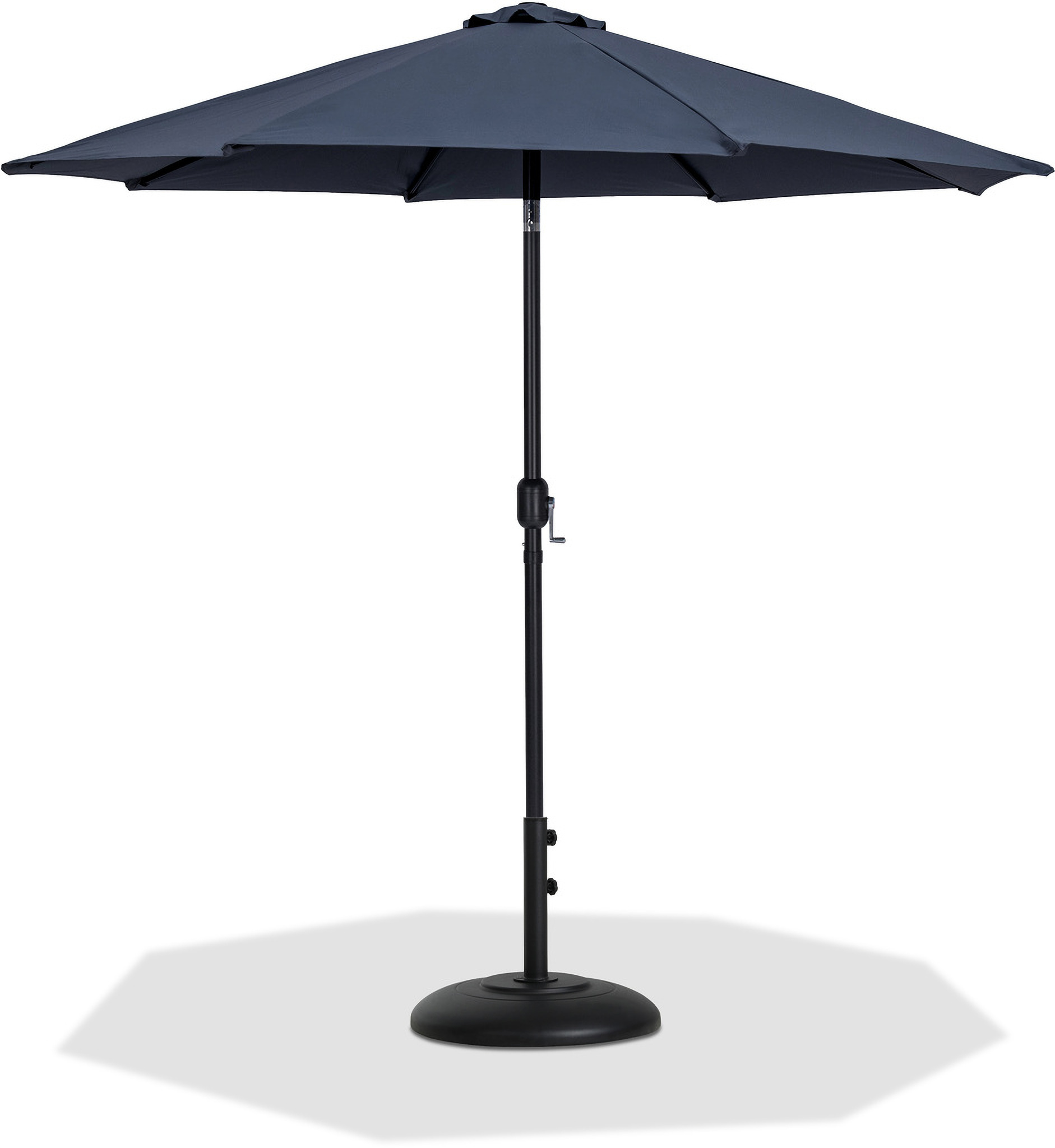 Fiji Aluminum Patio Umbrella with Base Sets In Grey Fabric and Matte ...