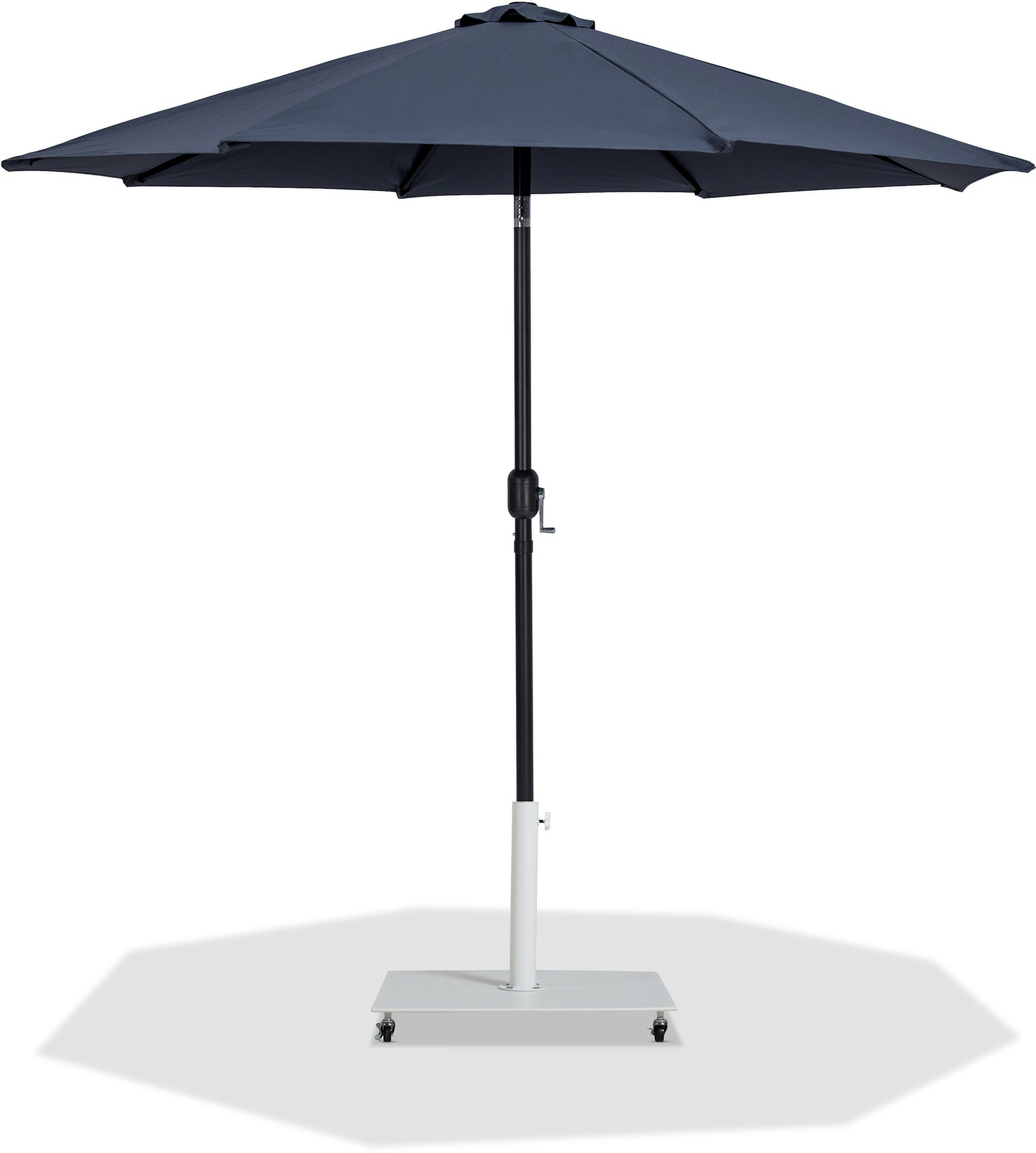 Fiji Aluminum Patio Umbrella with Base Sets In Grey Fabric and Matte ...