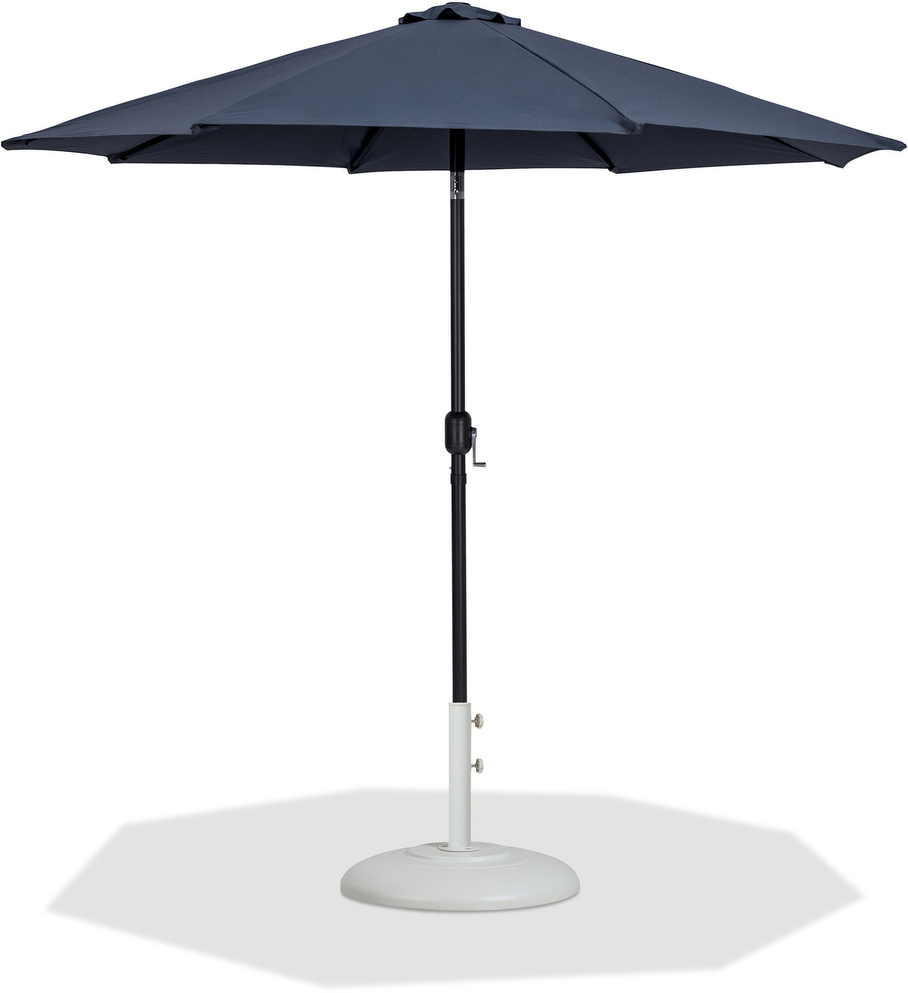 Fiji Aluminum Patio Umbrella with Base Sets In Grey Fabric and Matte ...