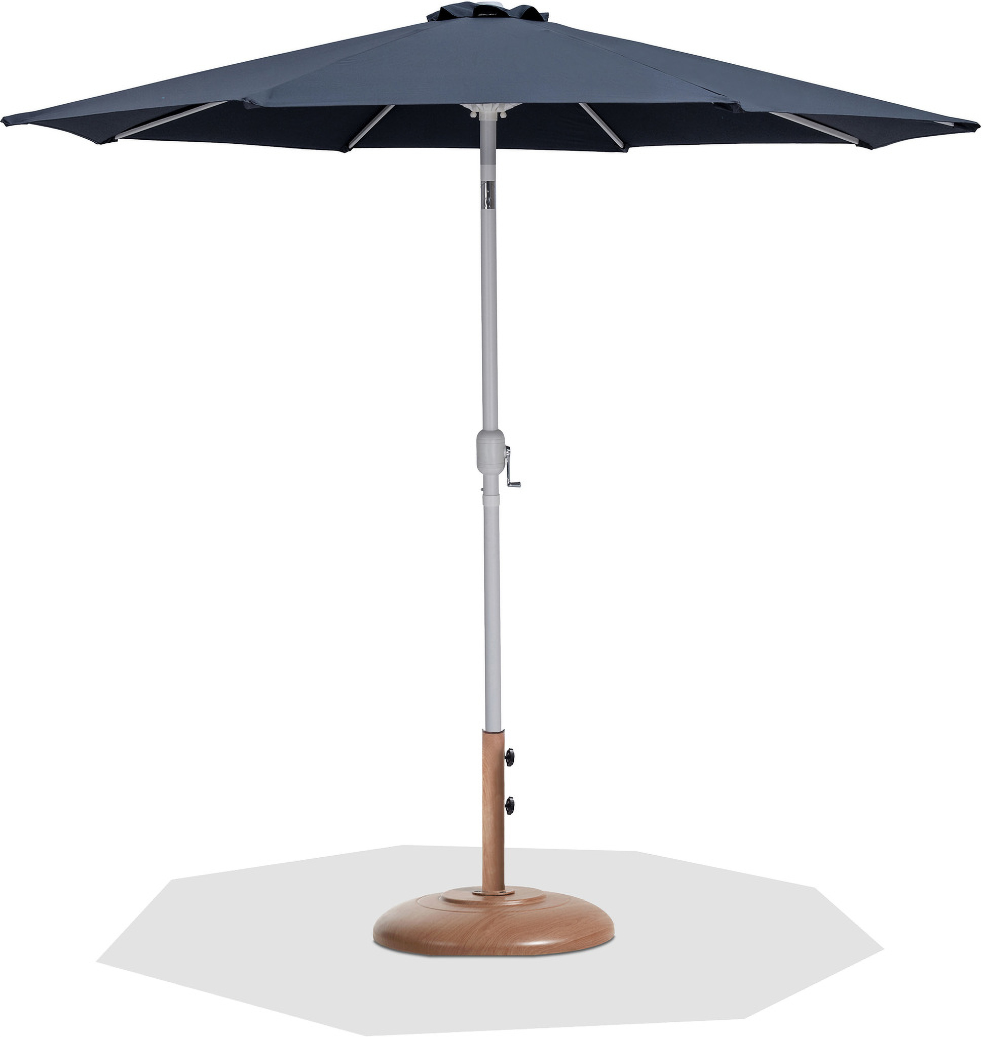 Fiji Aluminum Patio Umbrella with Base Sets In Grey Fabric and Matte ...
