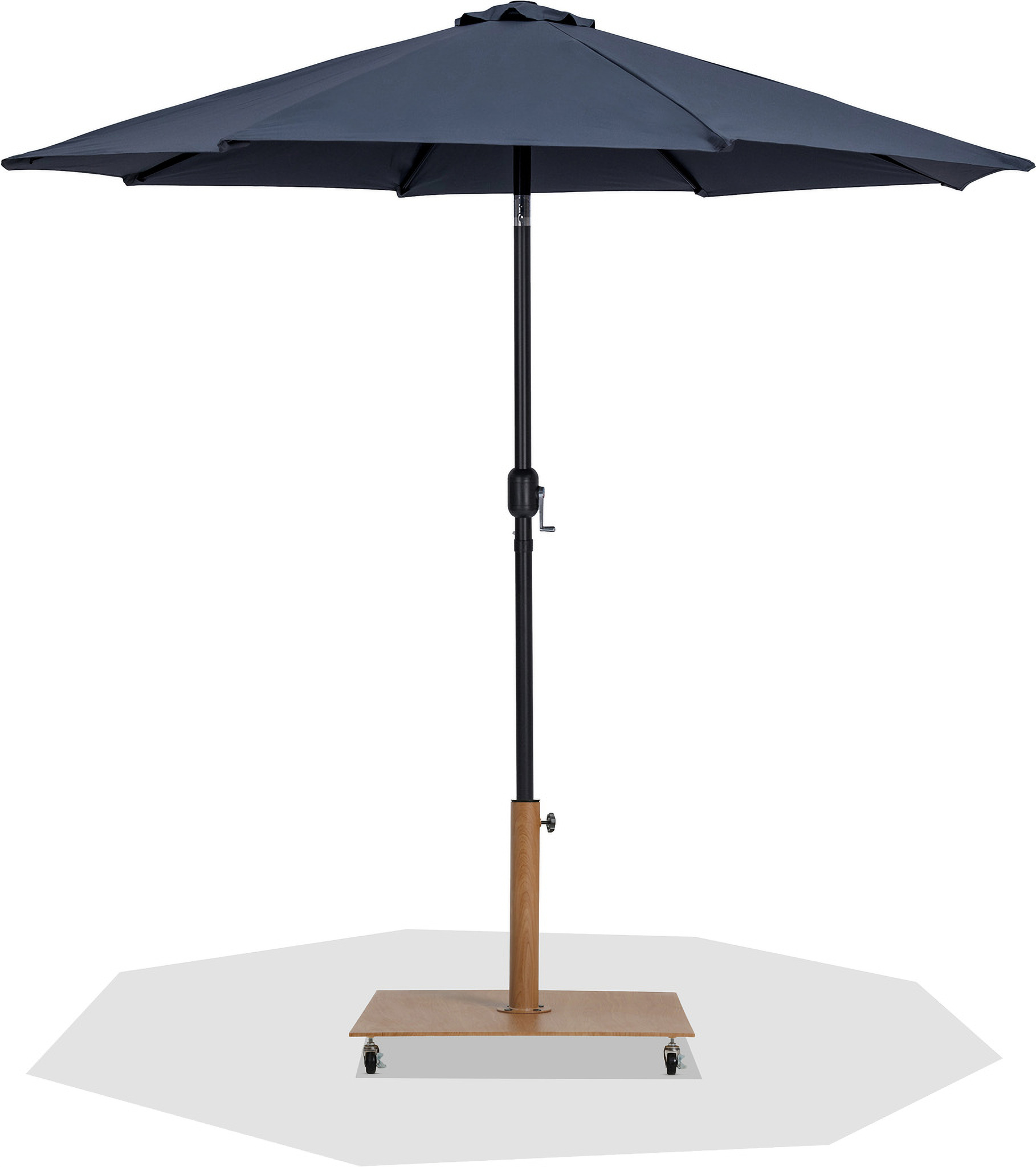Fiji Aluminum Patio Umbrella with Base Sets In Grey Fabric and Matte ...