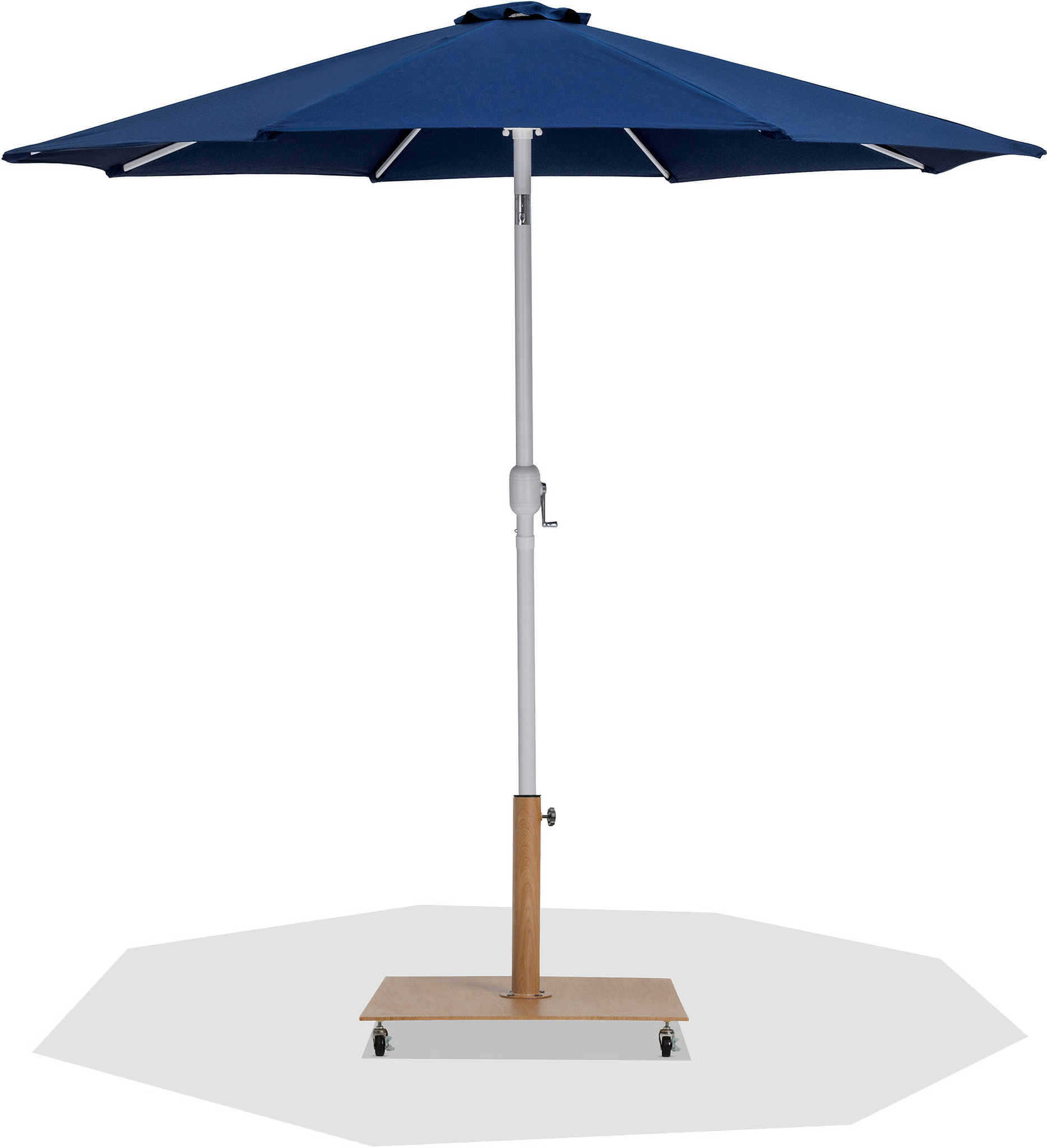 Fiji Aluminum Patio Umbrella with Base Sets In Navy Fabric and Matte ...