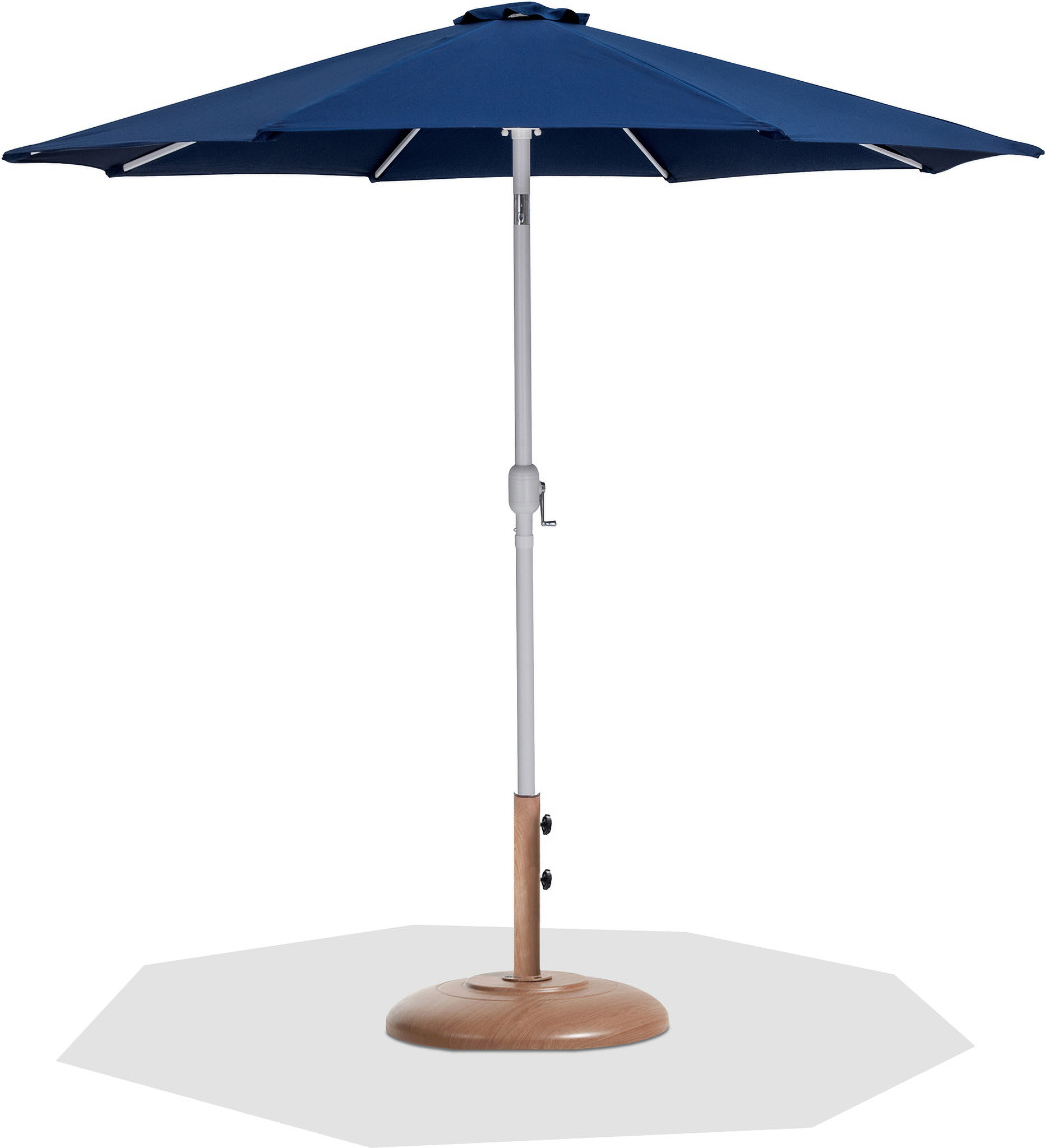 Fiji Aluminum Patio Umbrella with Base Sets In Navy Fabric and Matte ...