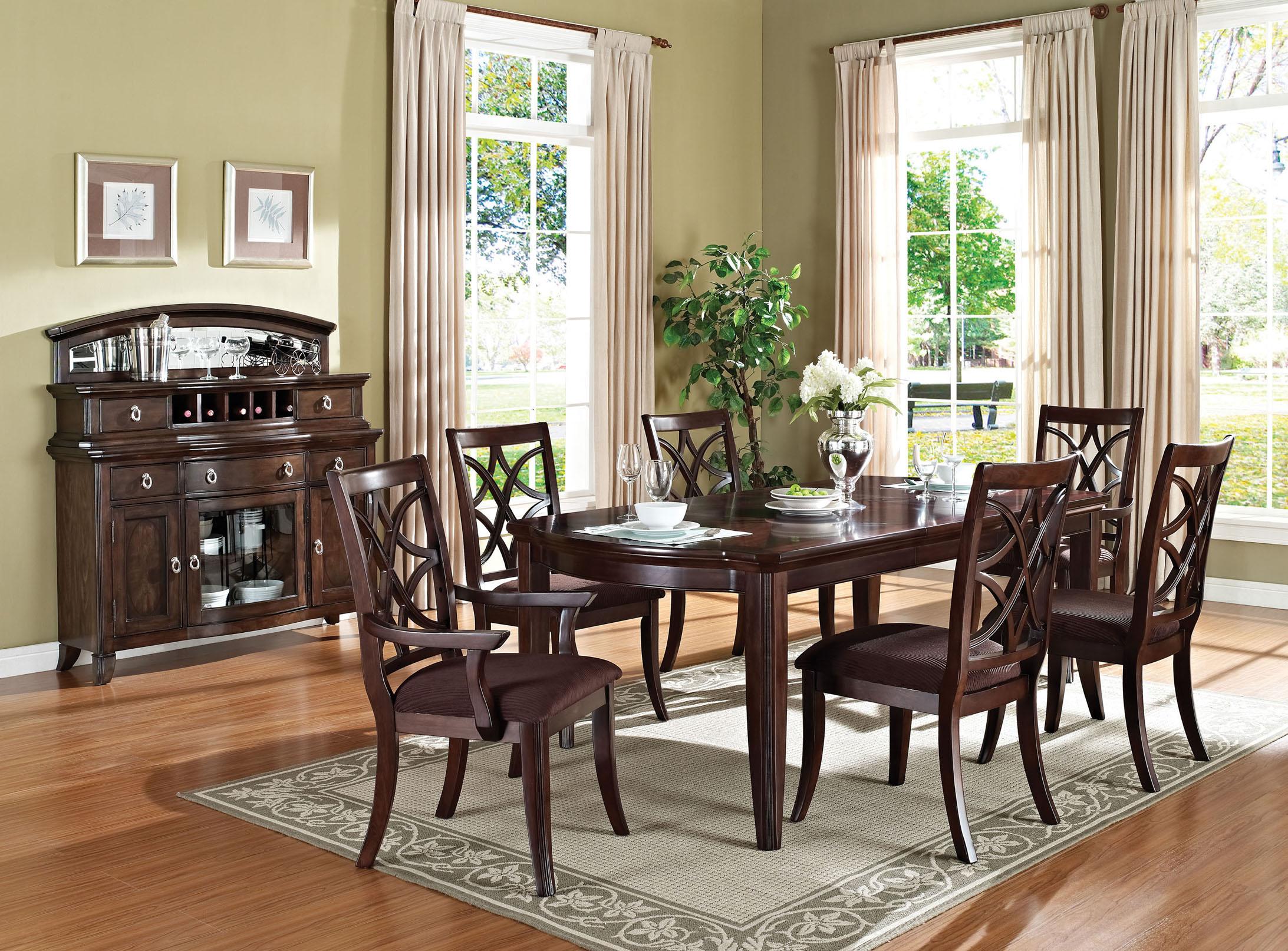 Acme Keenan 7 Piece Leg Dining Room Set In Dark Walnut | 1StopBedrooms
