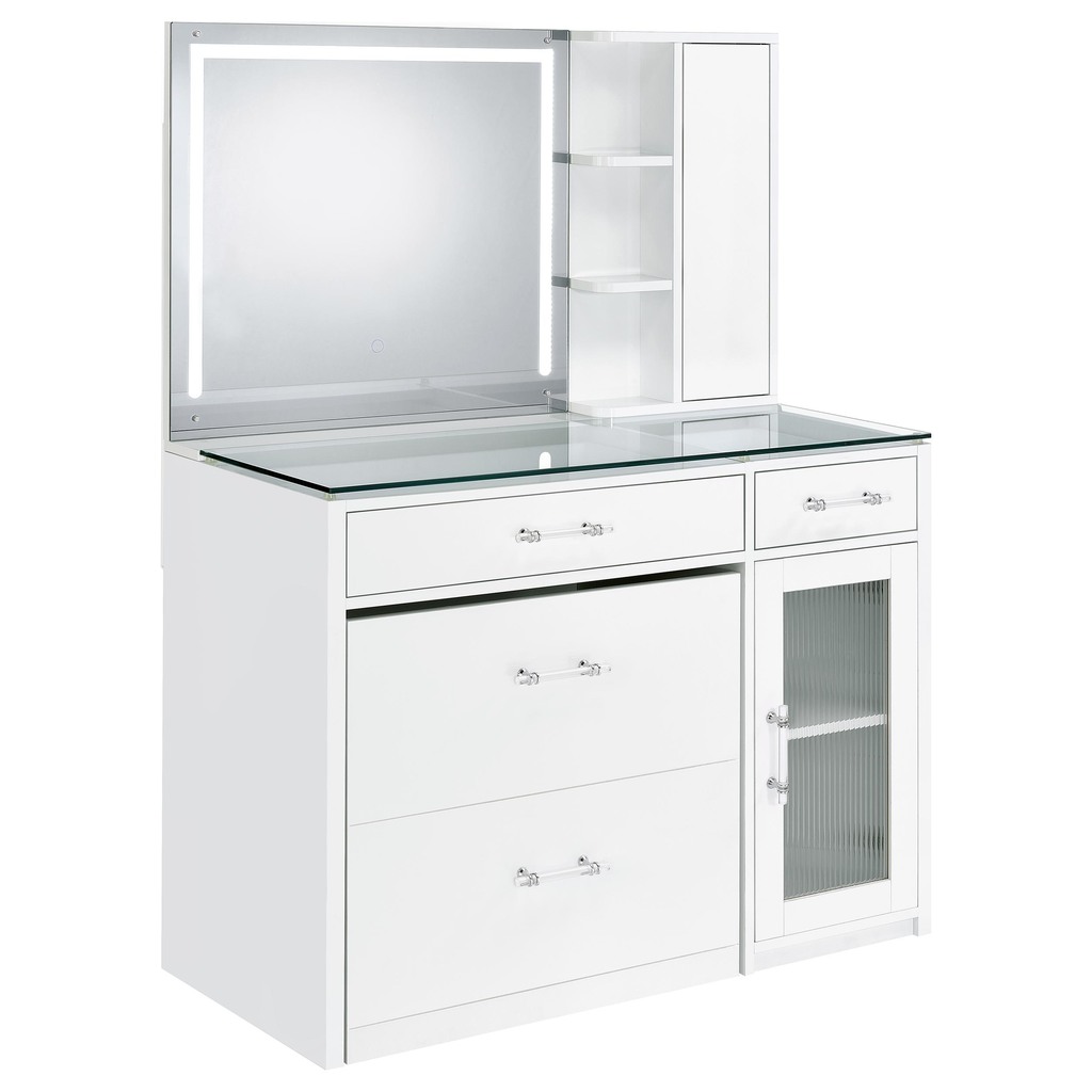 Flora 2-Drawer Vanity Set with LED Mirror In White High Gloss by ...