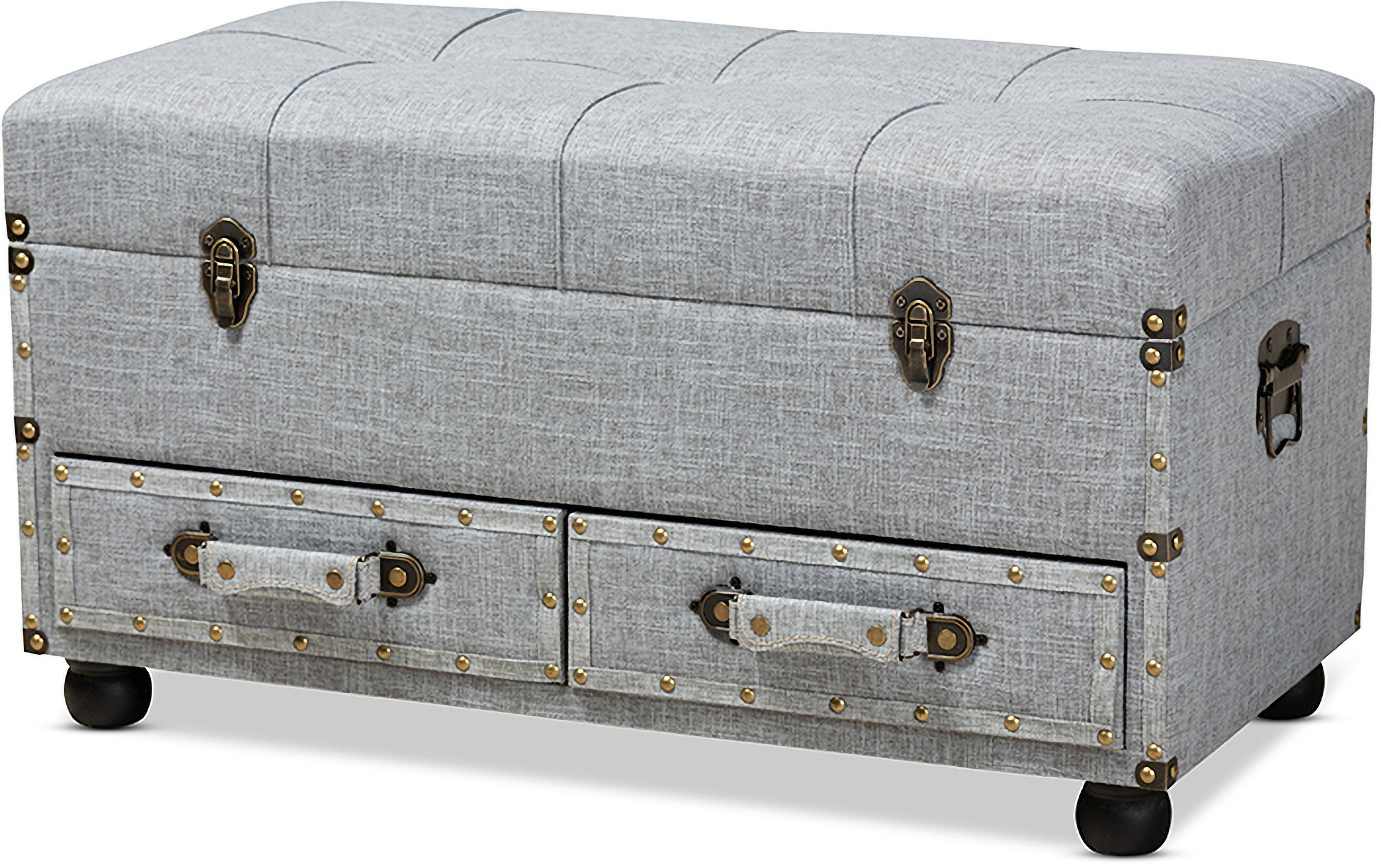 Flynn Modern Transitional Grey Fabric Upholstered 2-Drawer Storage ...