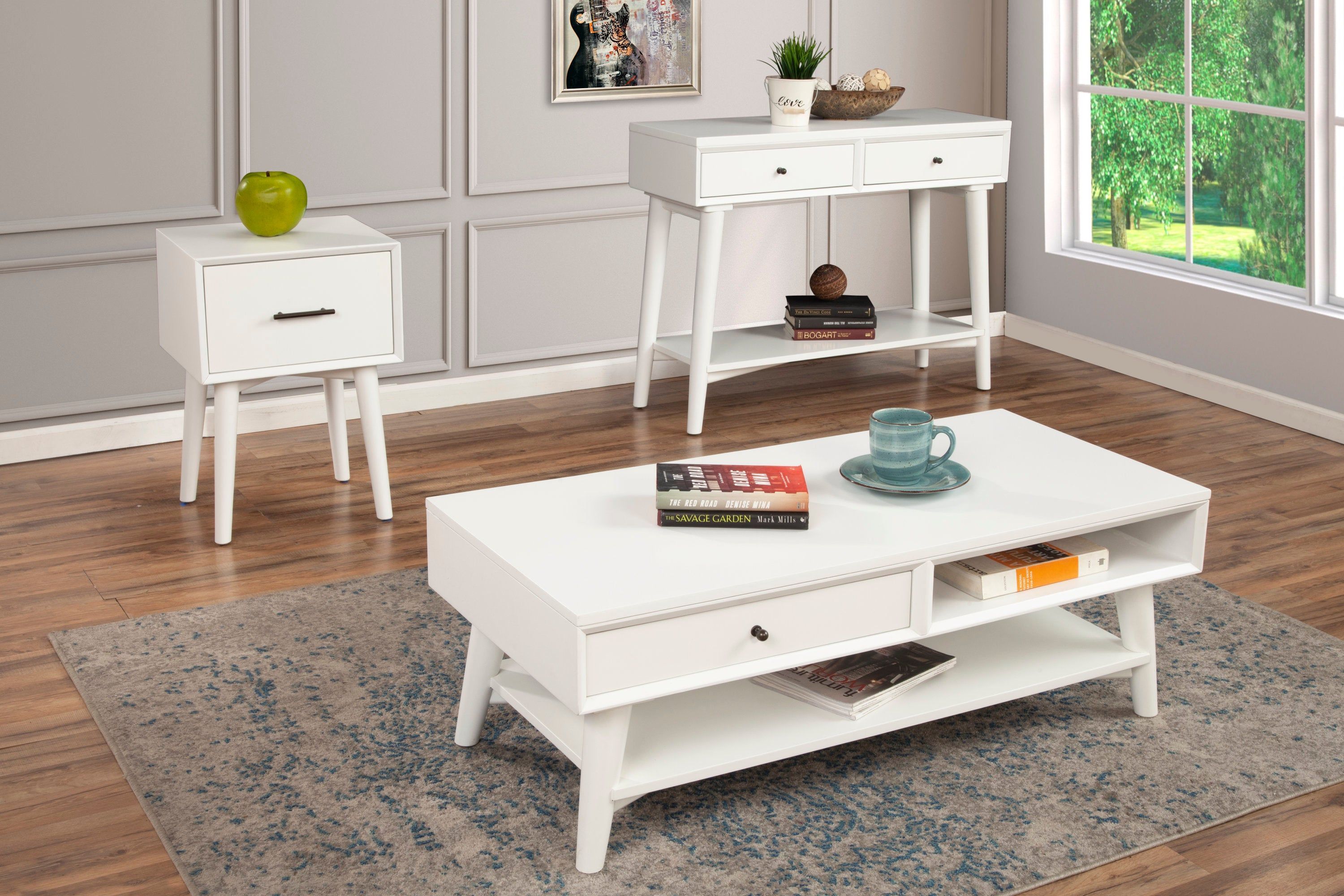 Flynn White Occasional Table Set by Alpine | 1StopBedrooms