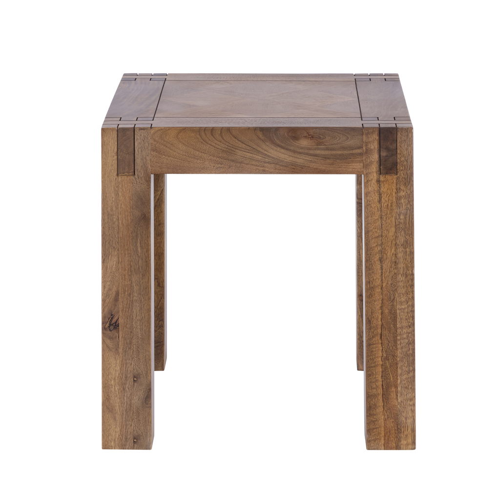 Folka Geometric Handmade Mango Wood Square Side Table In Brown by ...
