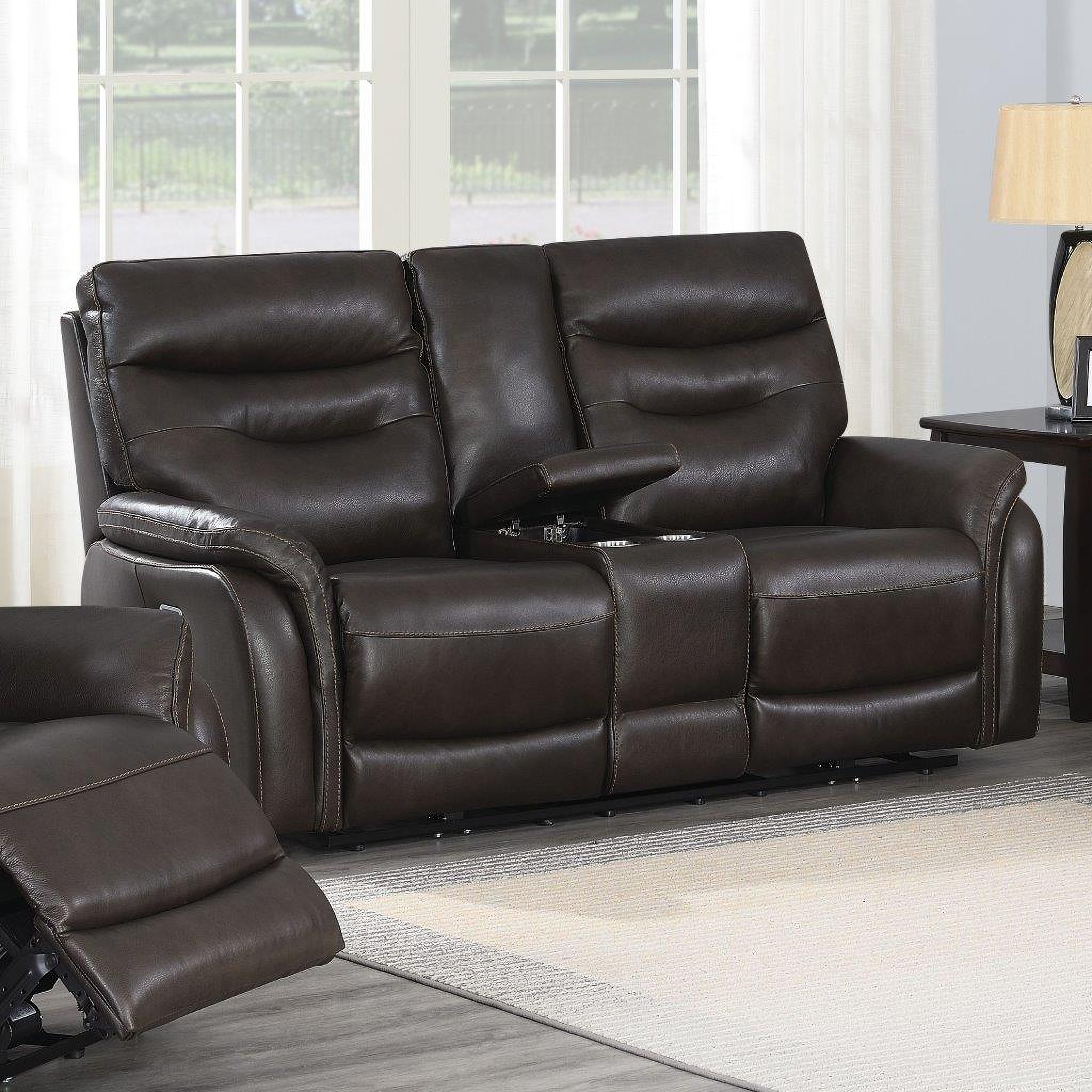 Fortuna Power Recliner Console Loveseat In Dark Brown by Steve Silver ...